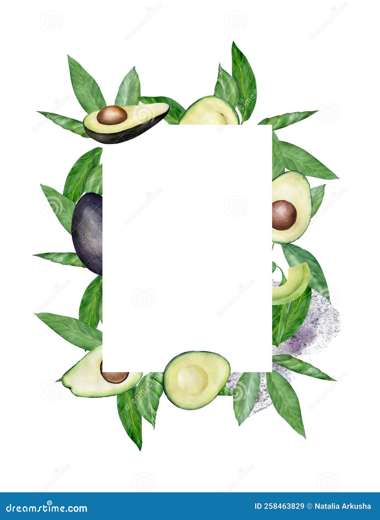 Hand Drawn Watercolor Avocado Frame Stock Illustration - Illustration ...