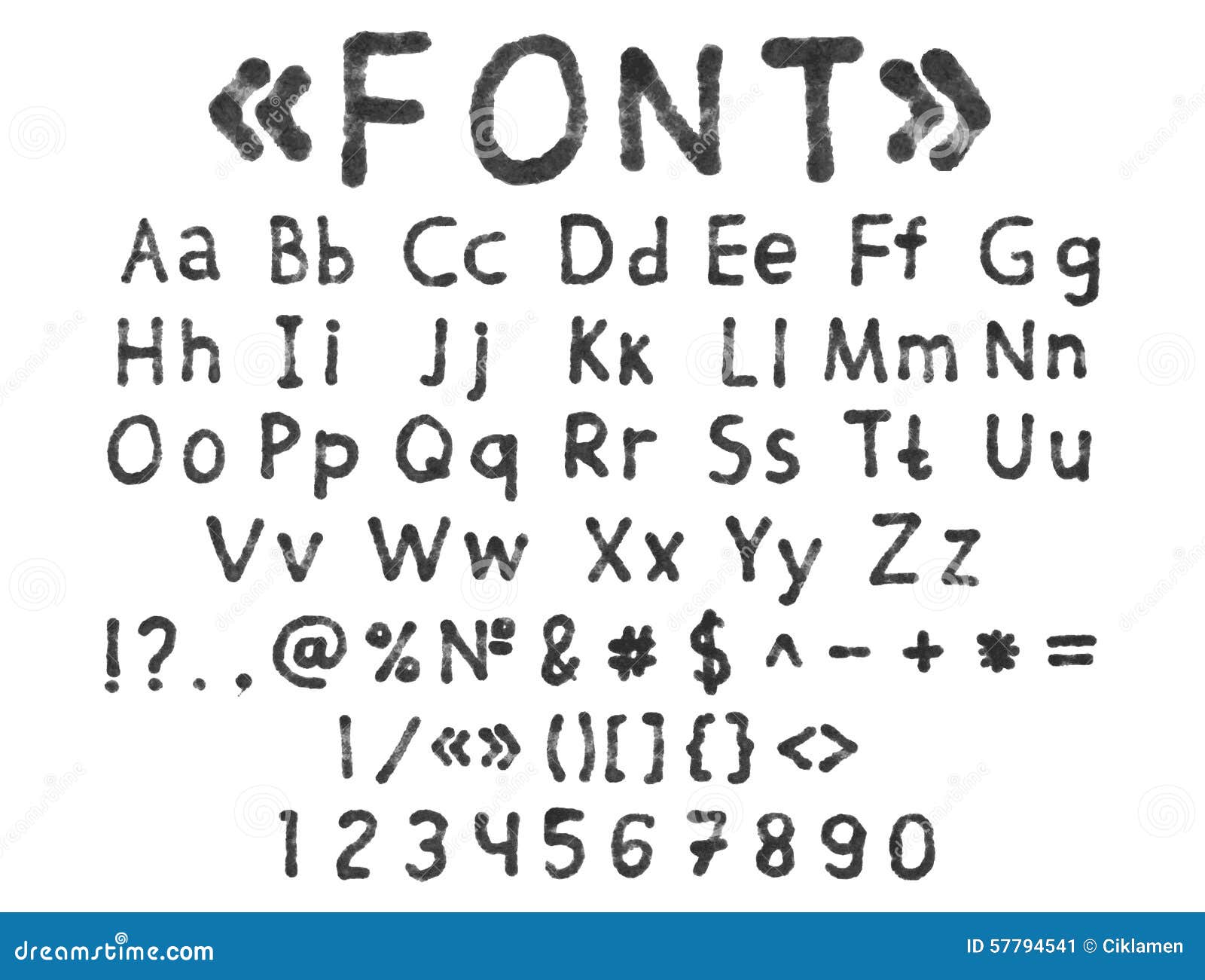 Hand Drawn Watercolor Font: Alphabet and Numbers Stock Vector ...