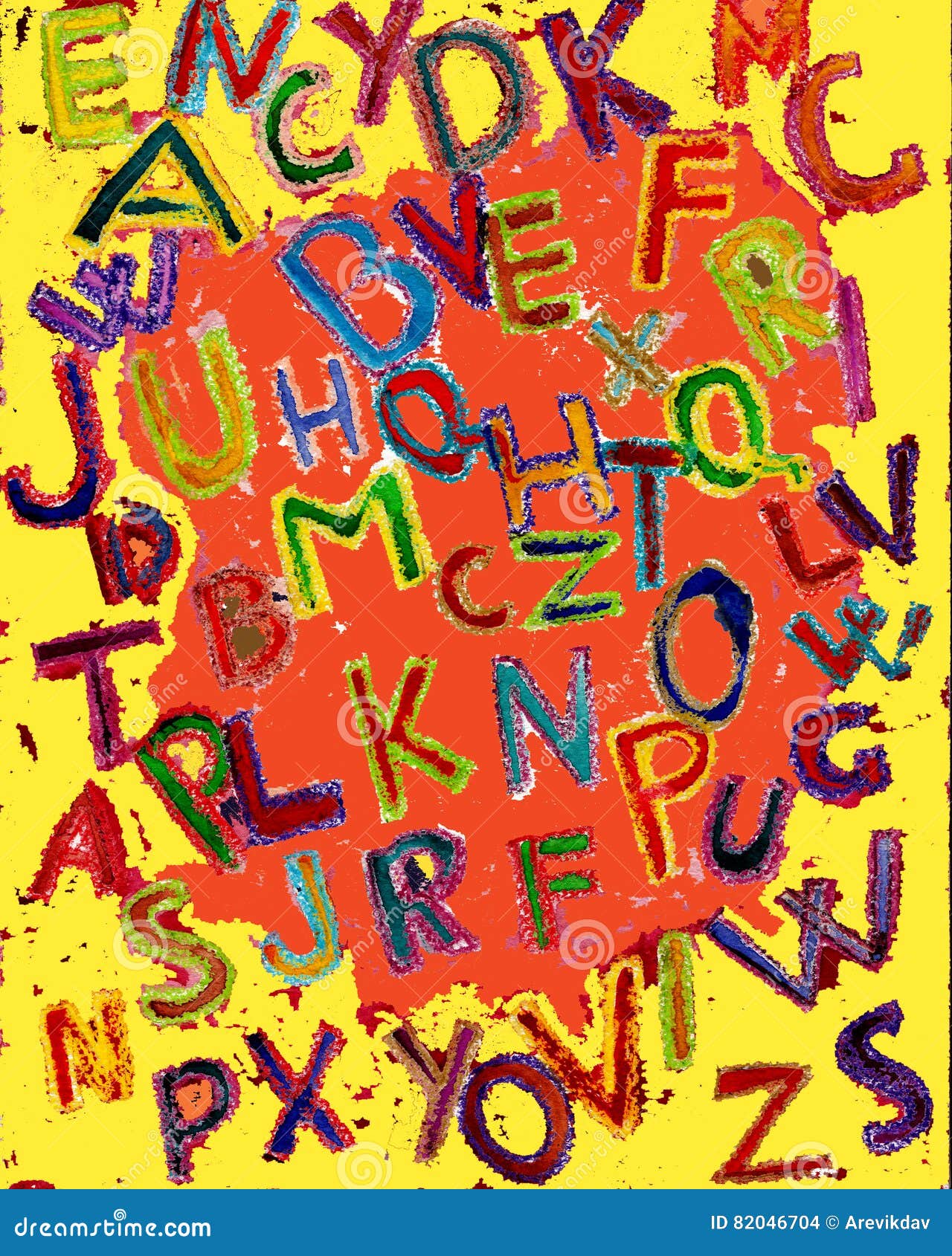 Hand Drawn Watercolor Funky Alphabet Stock Illustration - Illustration ...