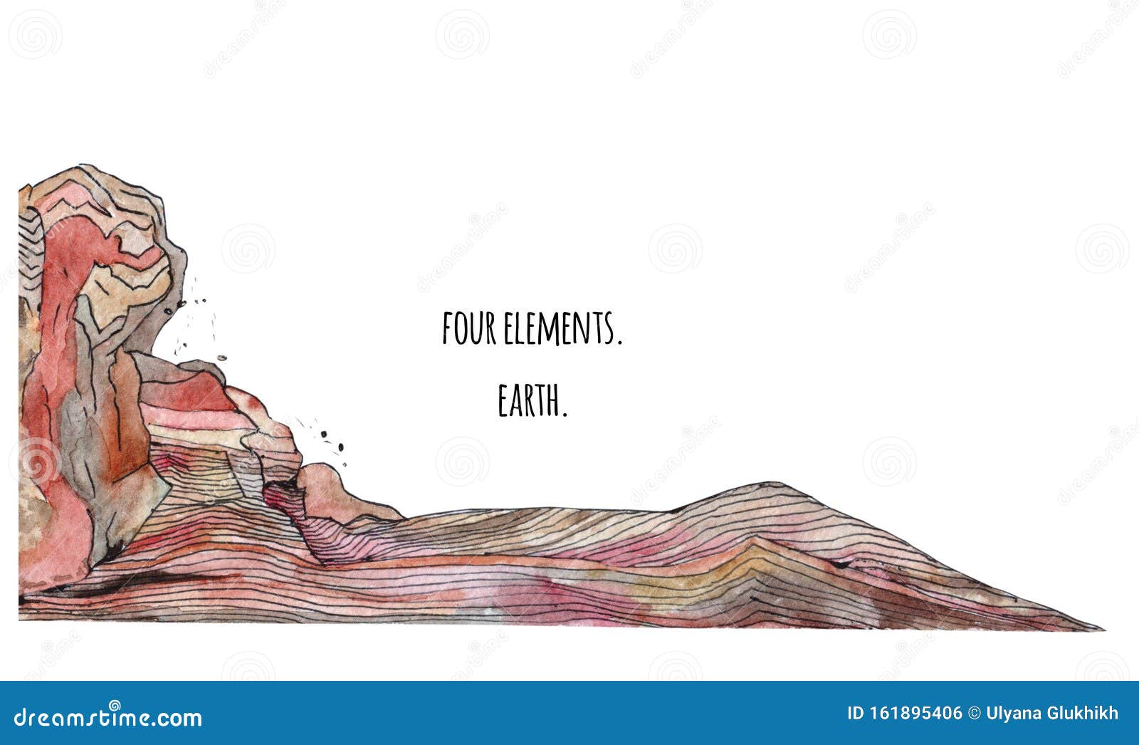 Hand-drawn Watercolor Illustration of Set of Four Elements Stock Photo ...