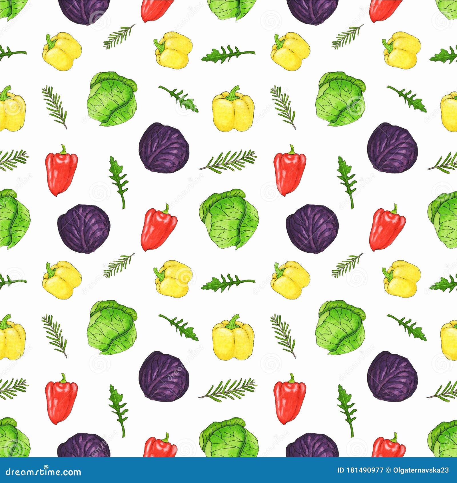 Hand Drawn Watercolor Illustration Set of Vegetables with Paint ...