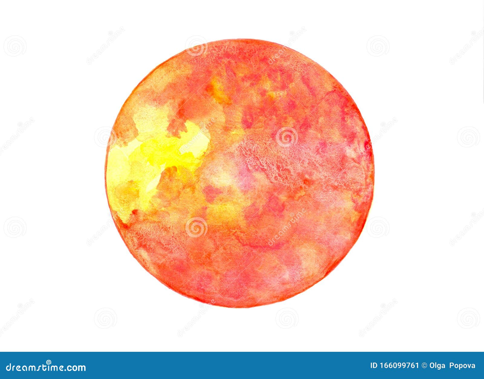 Watercolor Isolated Planet Mars. Multicolor Abstract Round Background ...