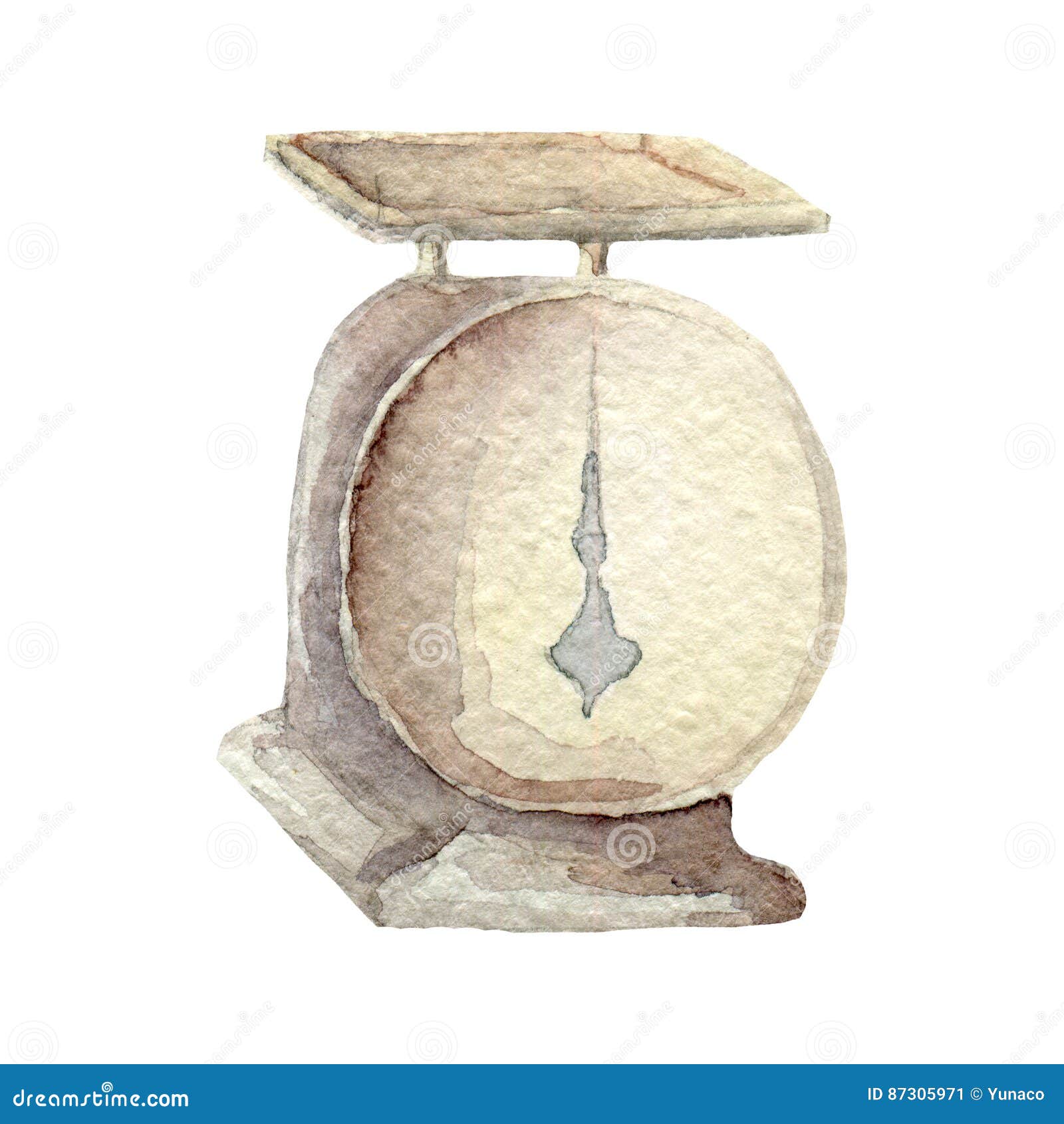 Hand Drawn Watercolor Kitchen Scale on White Backgroiund. Cooking Tools ...