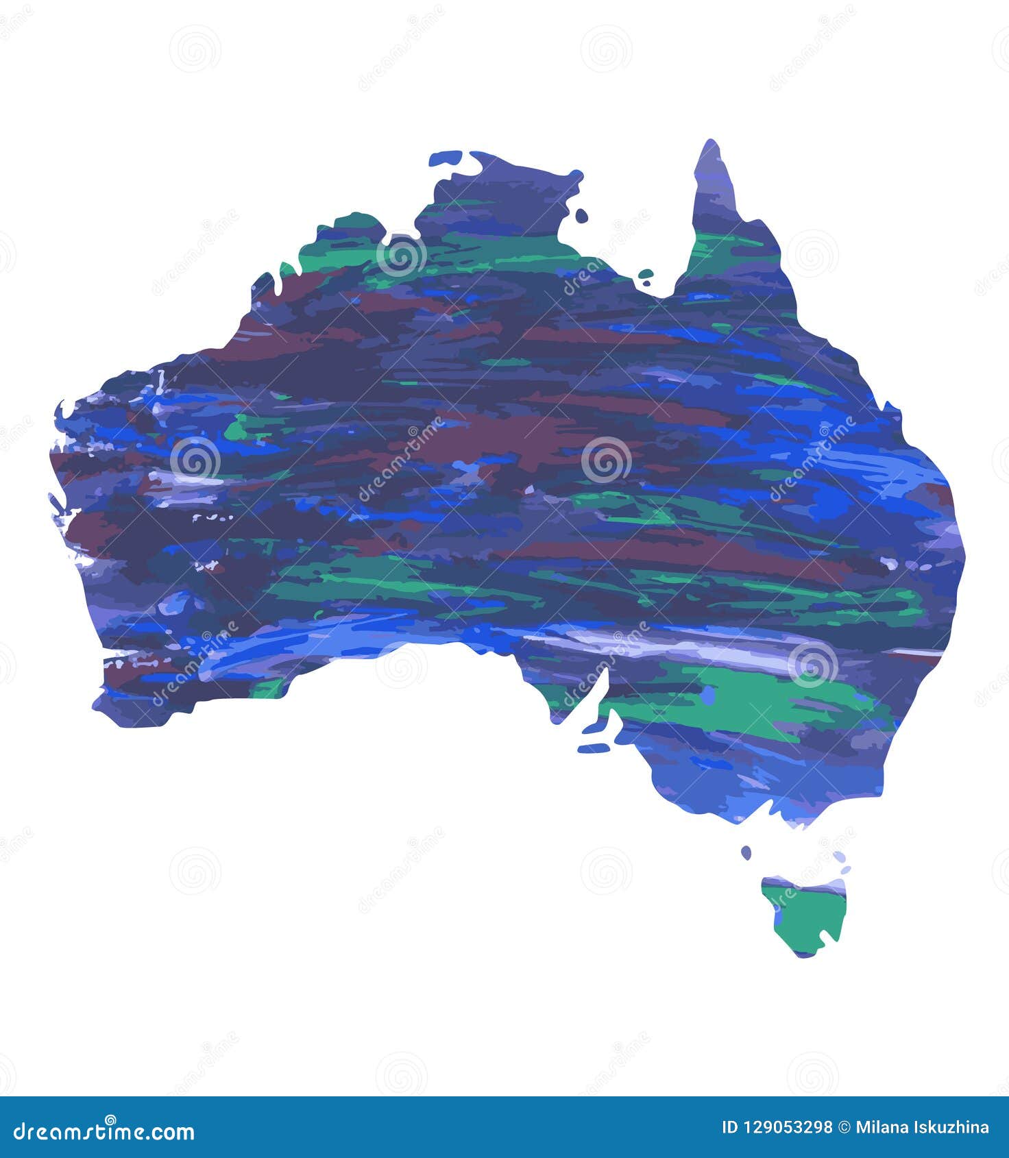 Hand Drawn Watercolor Map of Australia Isolated on White. Stock Vector ...