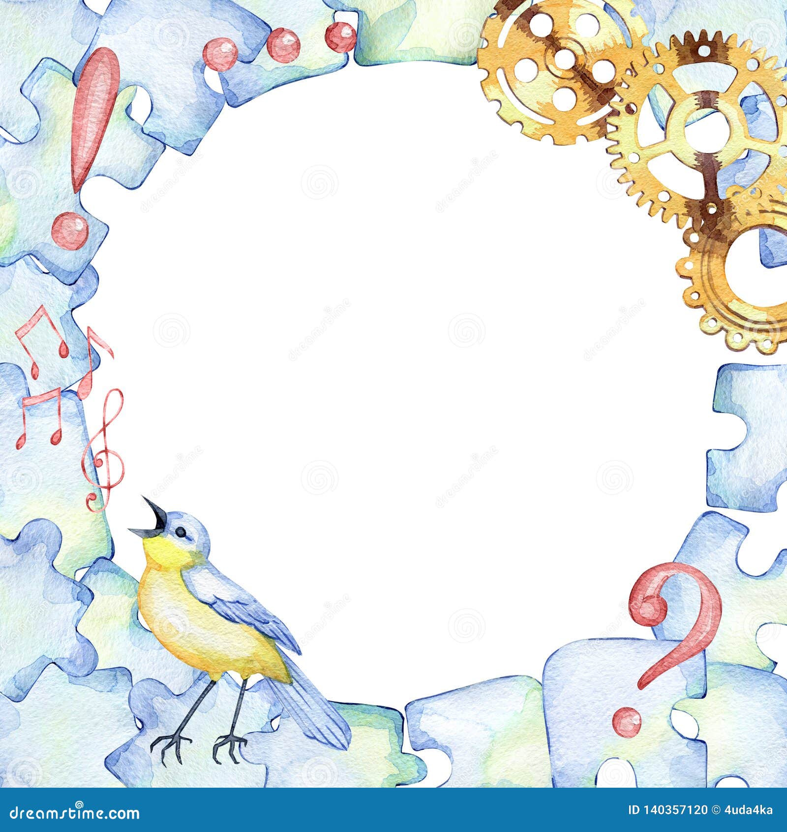 Hand Drawn Watercolor Round Frame on the Theme of Psychology Stock ...
