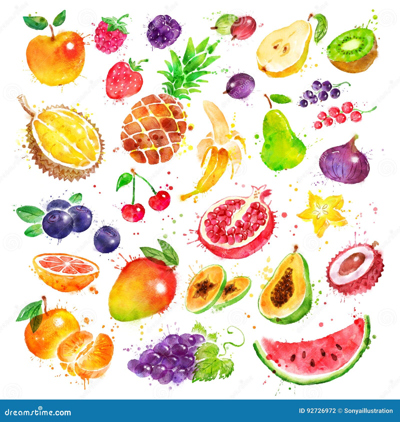 Watercolor Fruit And Ice Cream Pattern Royalty-Free Stock Photo ...