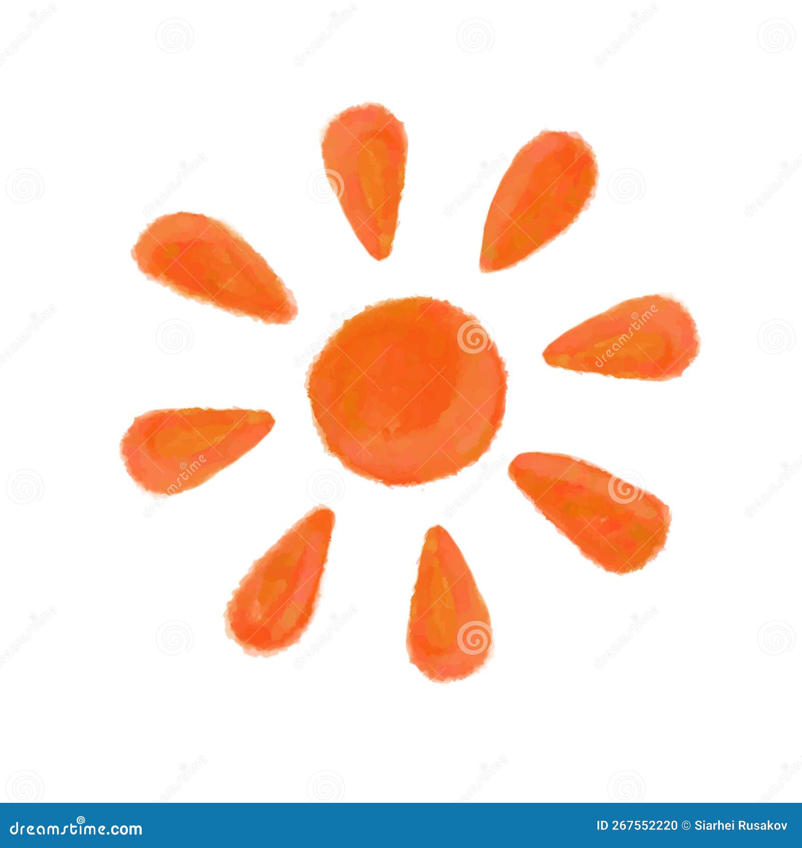 Hand Drawn Watercolor Sun Icon. Stock Vector - Illustration of hand ...