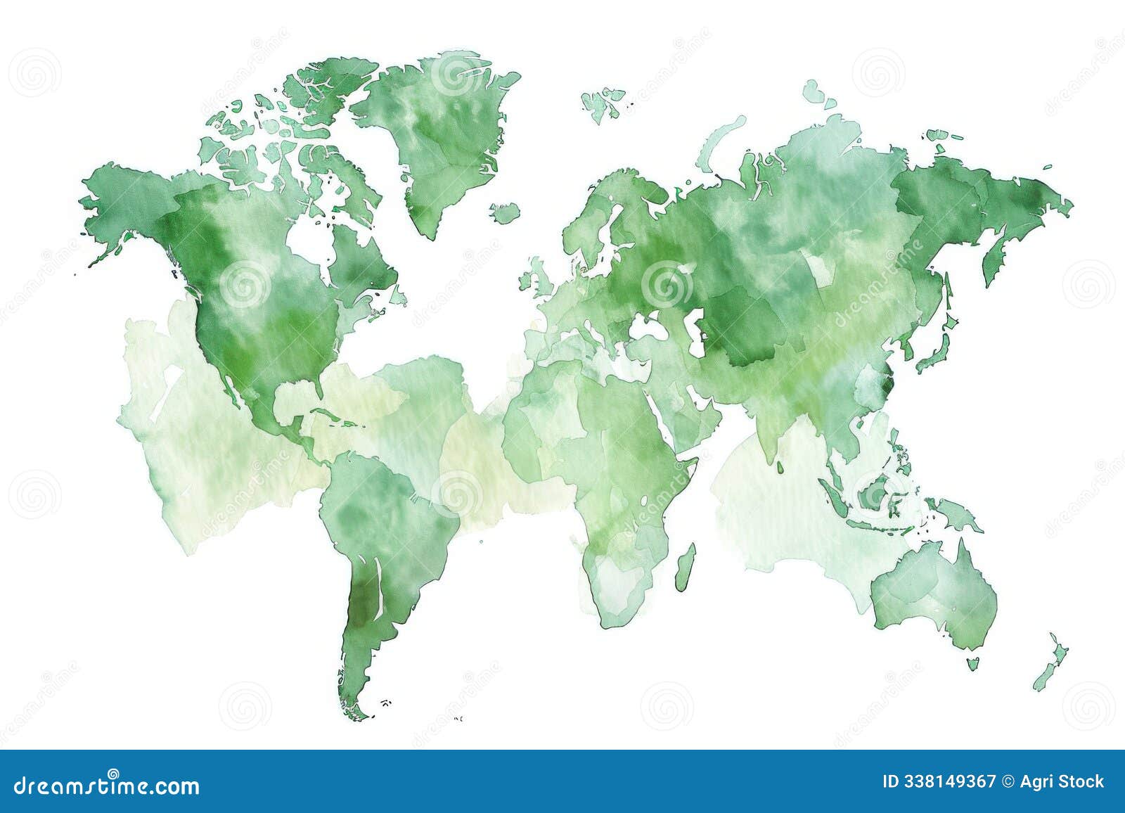 Hand Drawn Watercolor World Map Emphasizing Eco-friendly Practices and ...