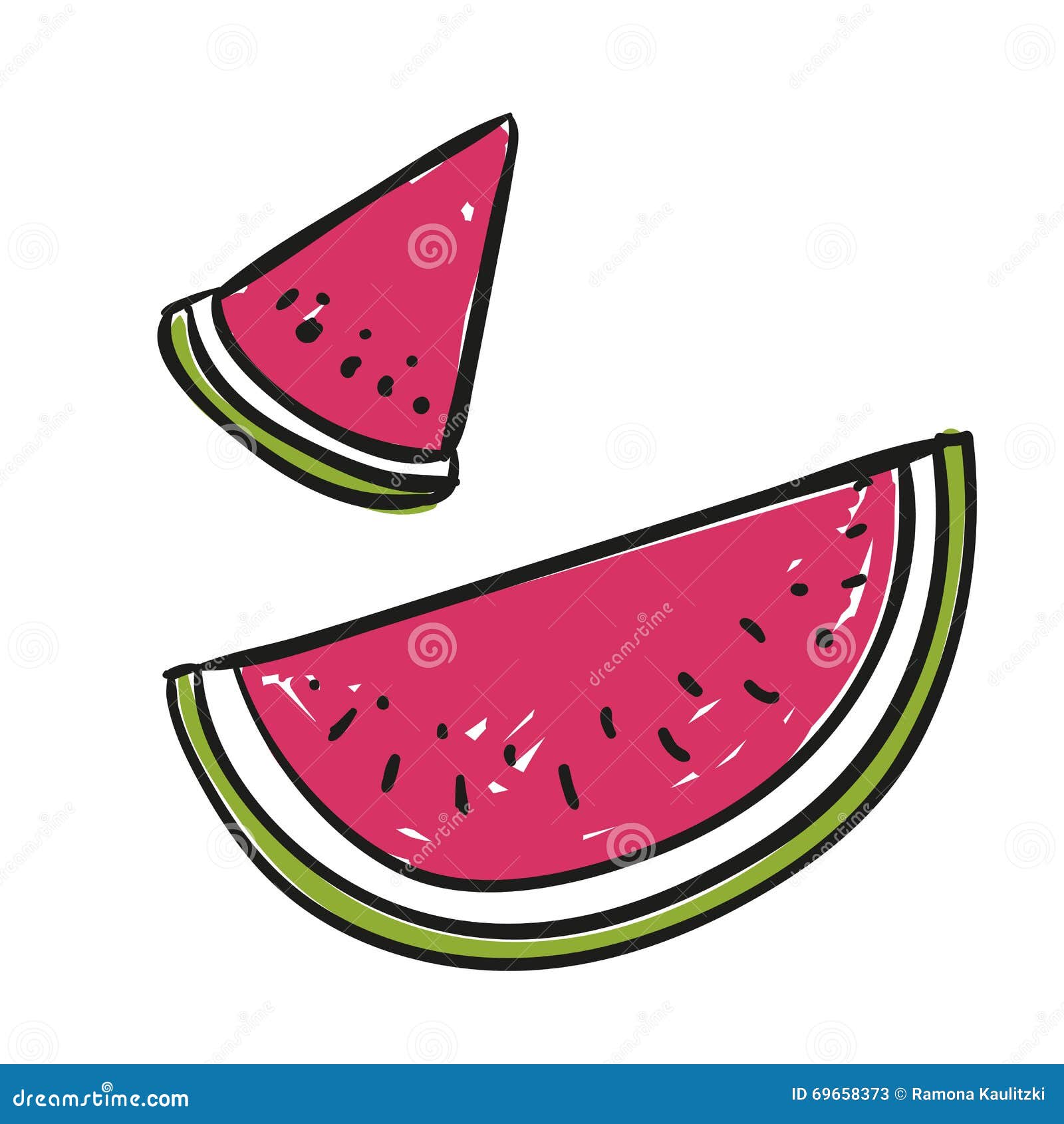 Hand Drawn Watermelon stock illustration. Illustration of drawn - 69658373