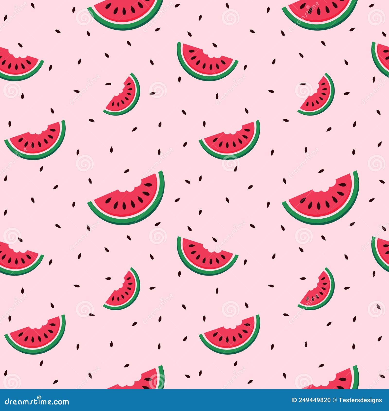 Hand Drawn Watermelon and Seeds Seamless Pattern. Stock Vector ...