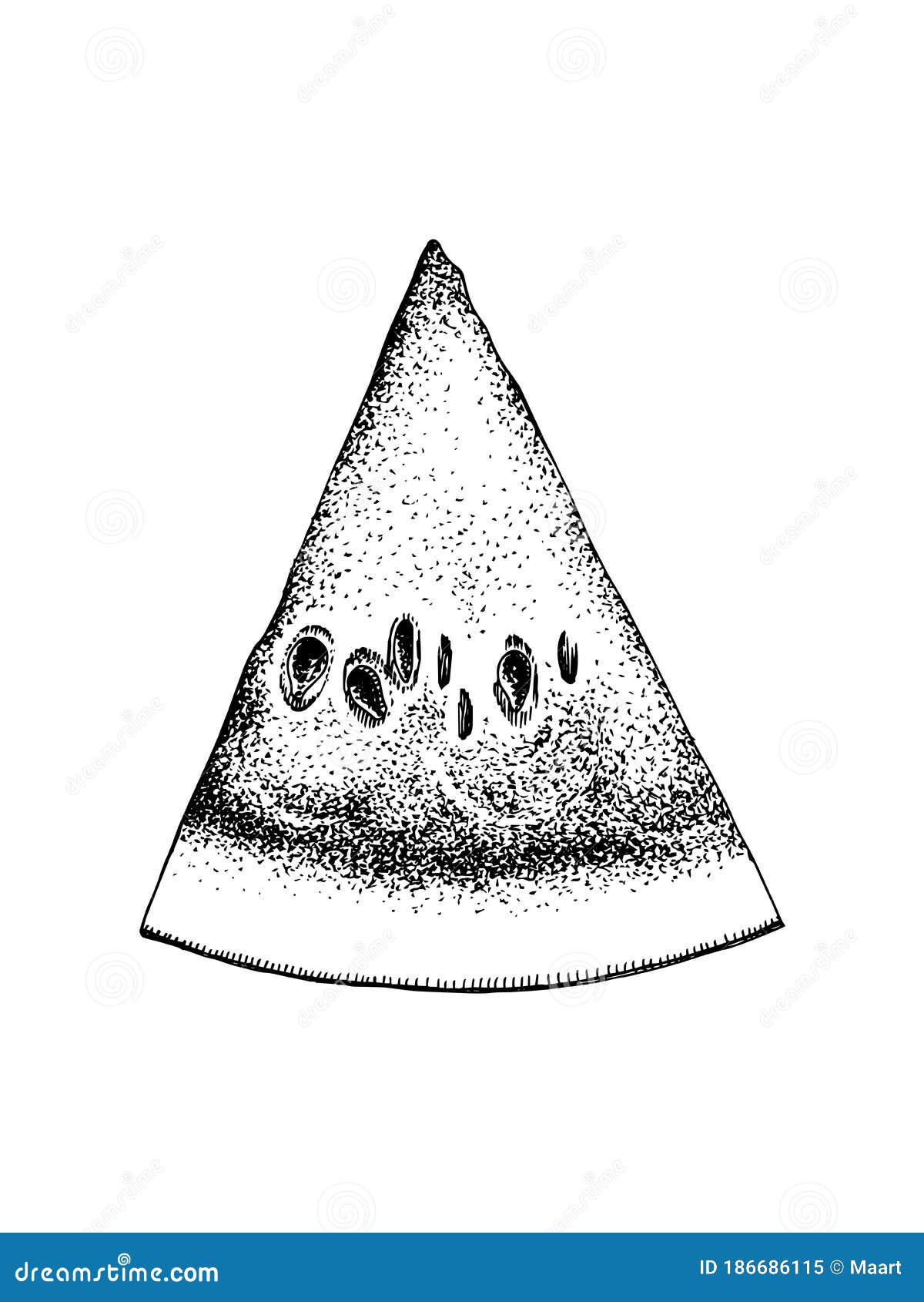 Hand Drawn Watermelon Slice Stock Vector - Illustration of juicy, fruit ...