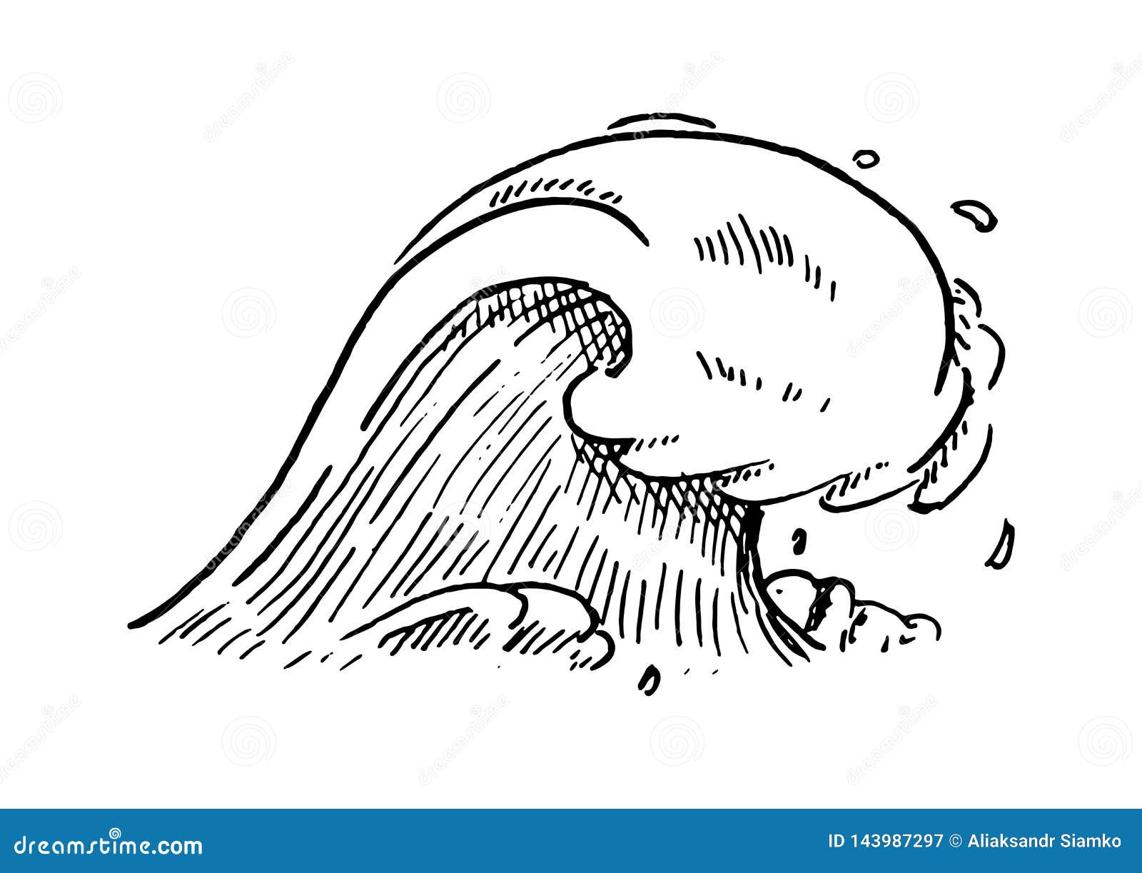 Hand Drawn Wave Doodle. Sketch Style Icon. Isolated on White Background ...