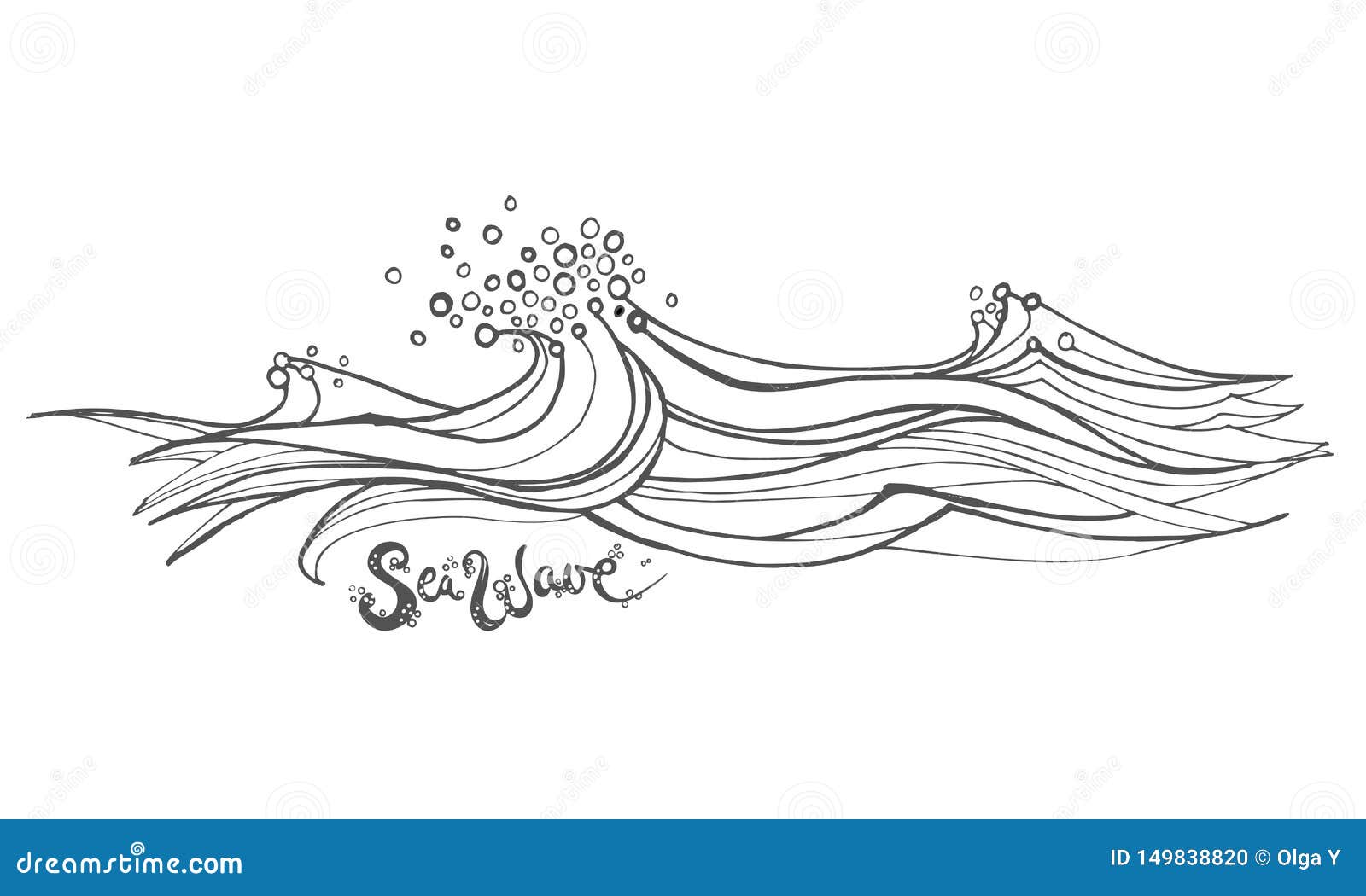 Hand Drawn Wave, Vector Illustration Stock Vector - Illustration of ...