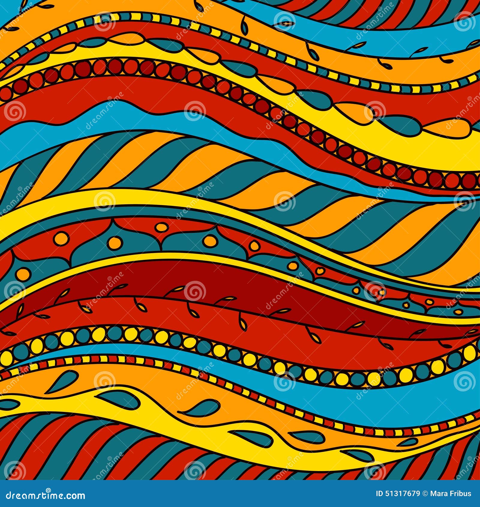 Hand Drawn Waves Background. Stock Vector - Illustration of flowing ...