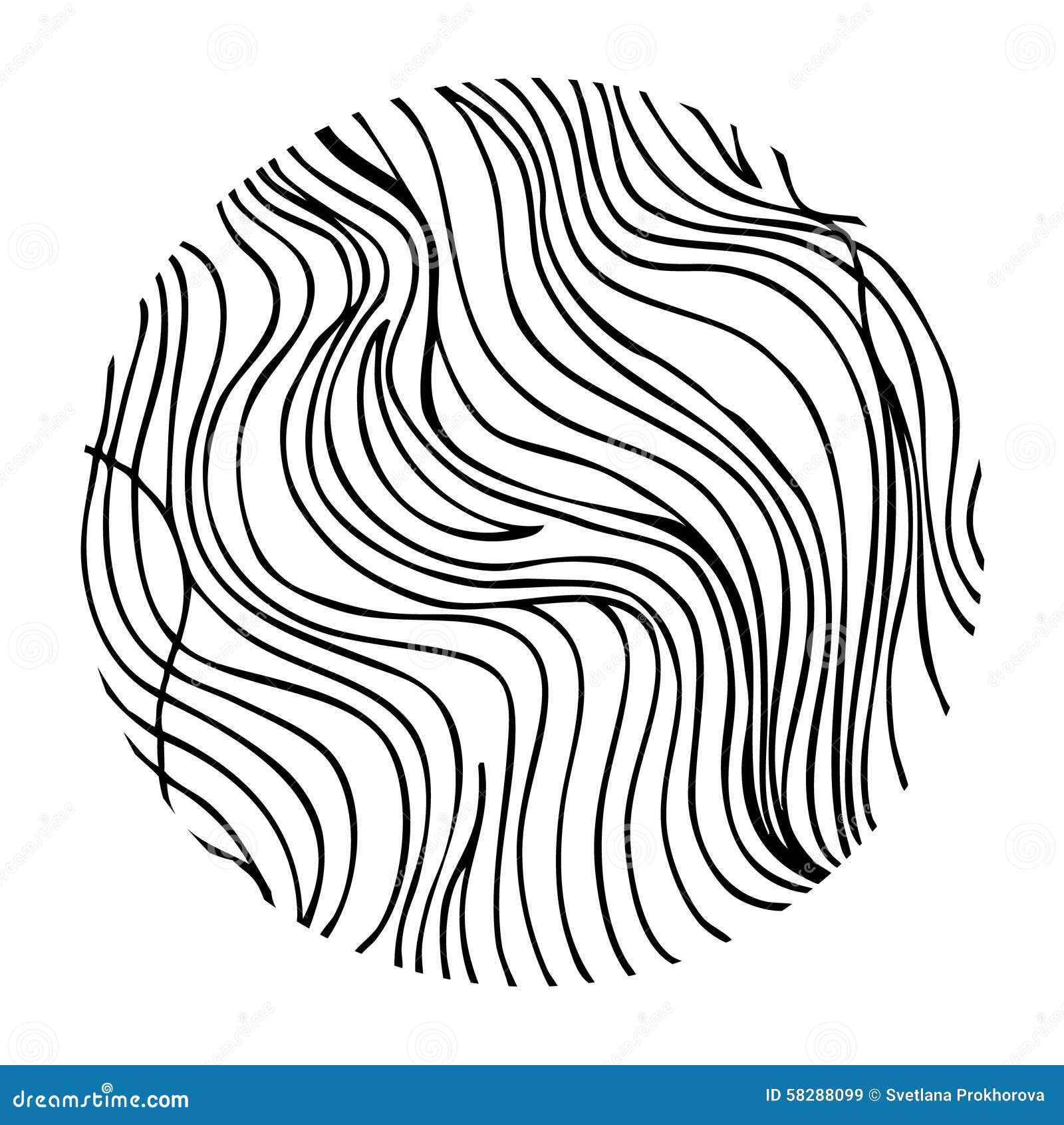 Hand drawn waves in circle stock vector. Illustration of digital - 58288099