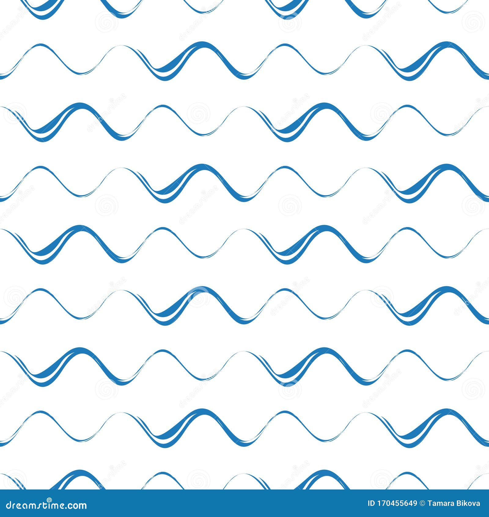 Hand Drawn Waves Seamless Pattern Stock Illustration - Illustration of ...