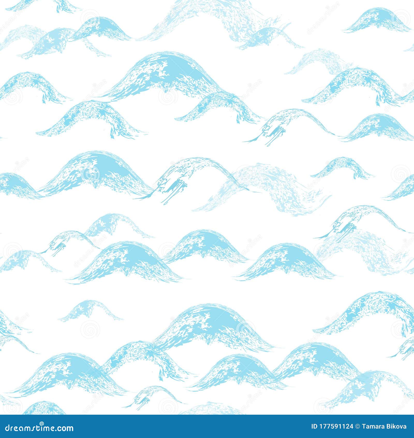 Hand Drawn Waves Seamless Pattern Stock Illustration - Illustration of ...