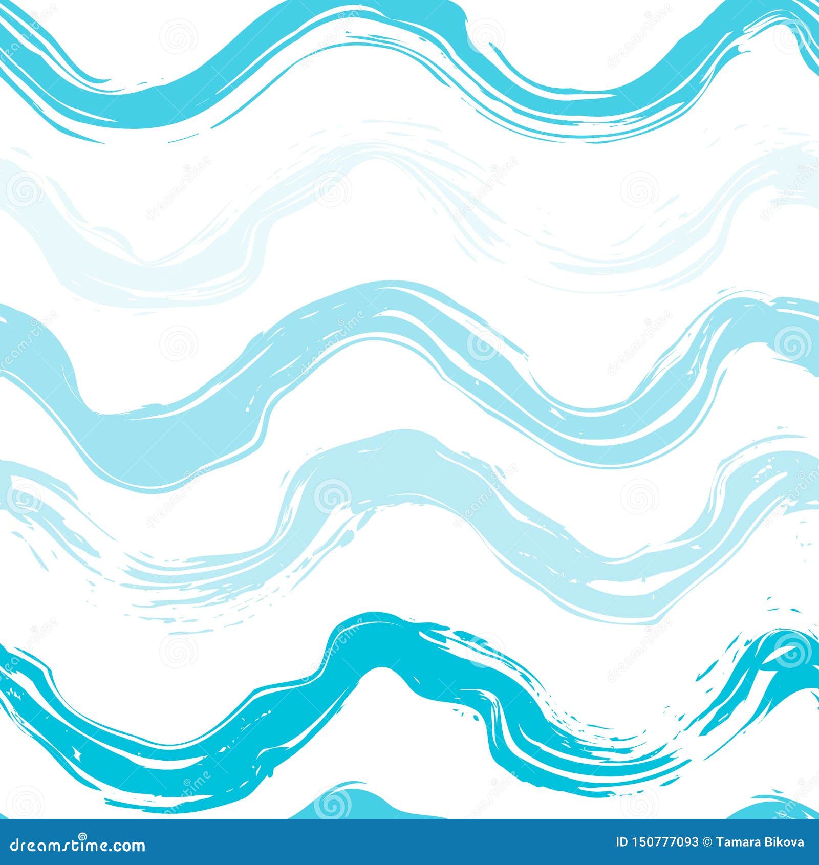 Hand Drawn Waves Seamless Pattern Stock Illustration - Illustration of ...