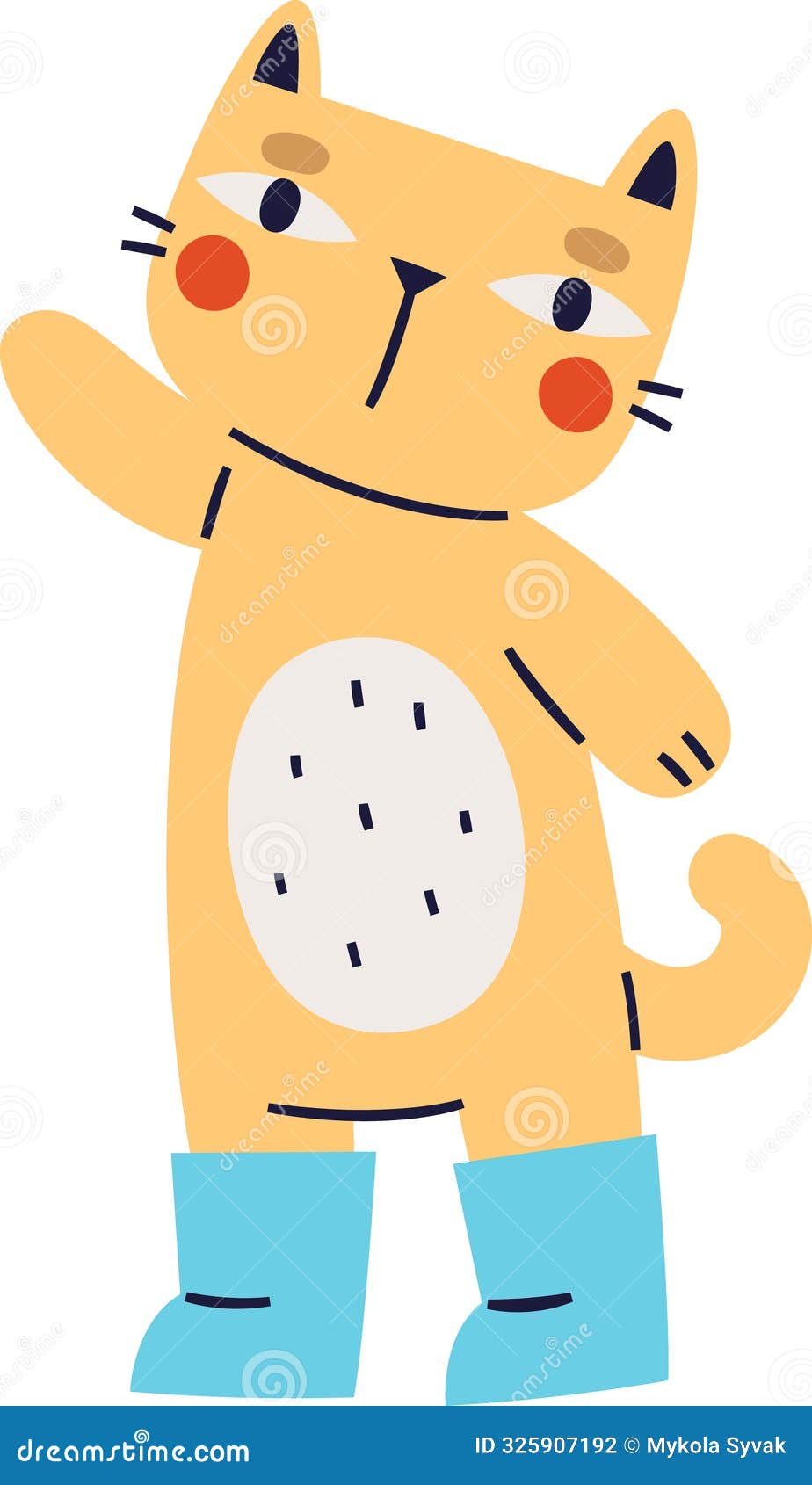 Hand Drawn Waving Cat stock illustration. Illustration of kitty - 325907192