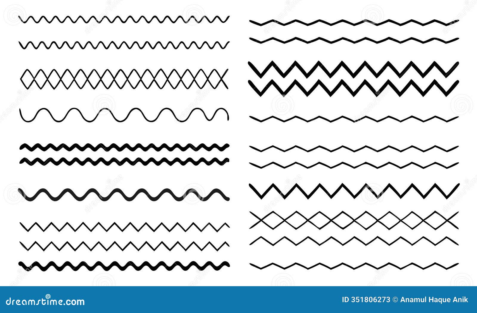 Hand Drawn Wavy Lines Zigzags Borders Design Elements Stock ...