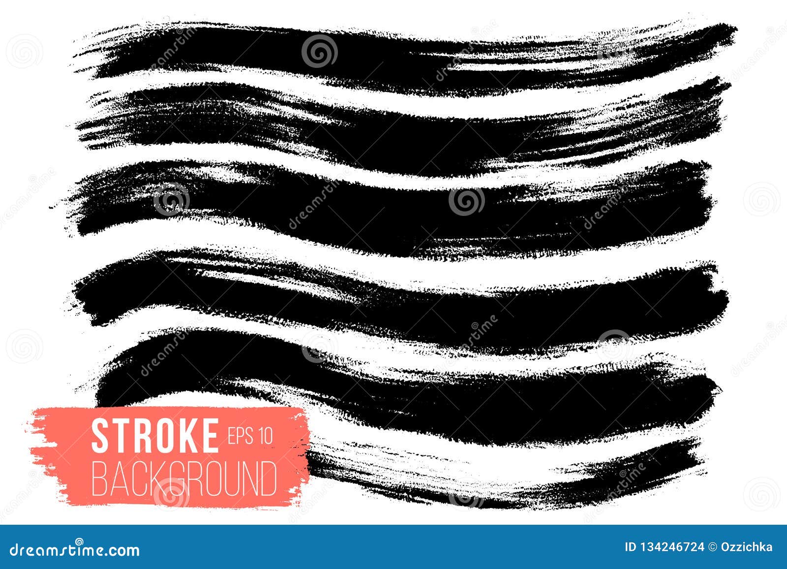 Hand Drawn Wavy Striped Pattern. Monochrome Horizontal Ink Brush ...