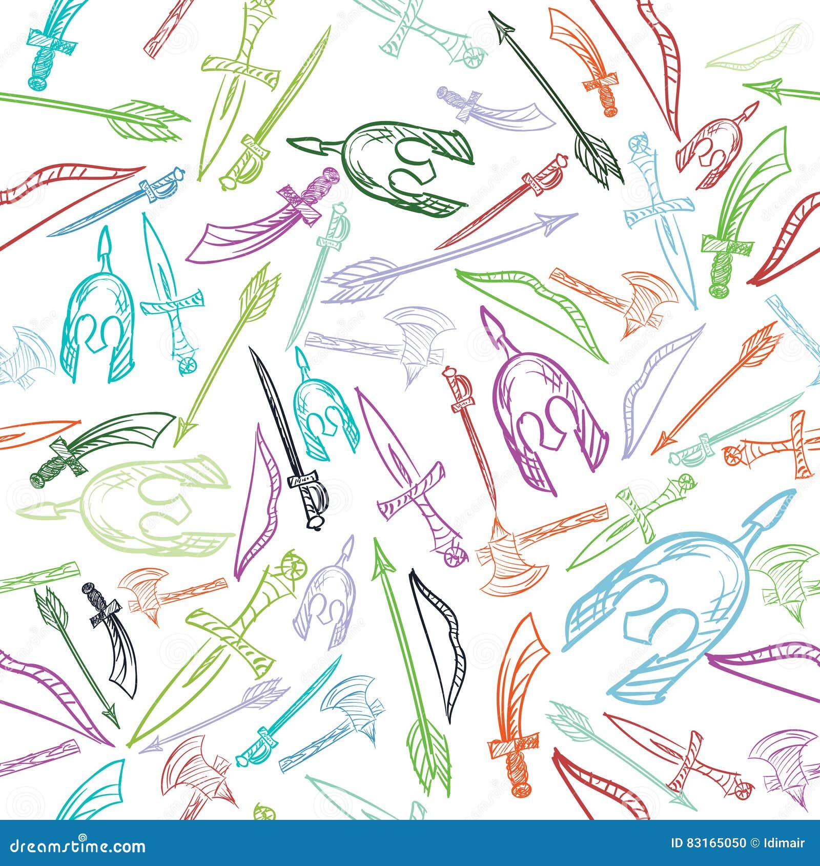 Hand Drawn Weapons Seamless Pattern Vector Stock Vector - Illustration ...
