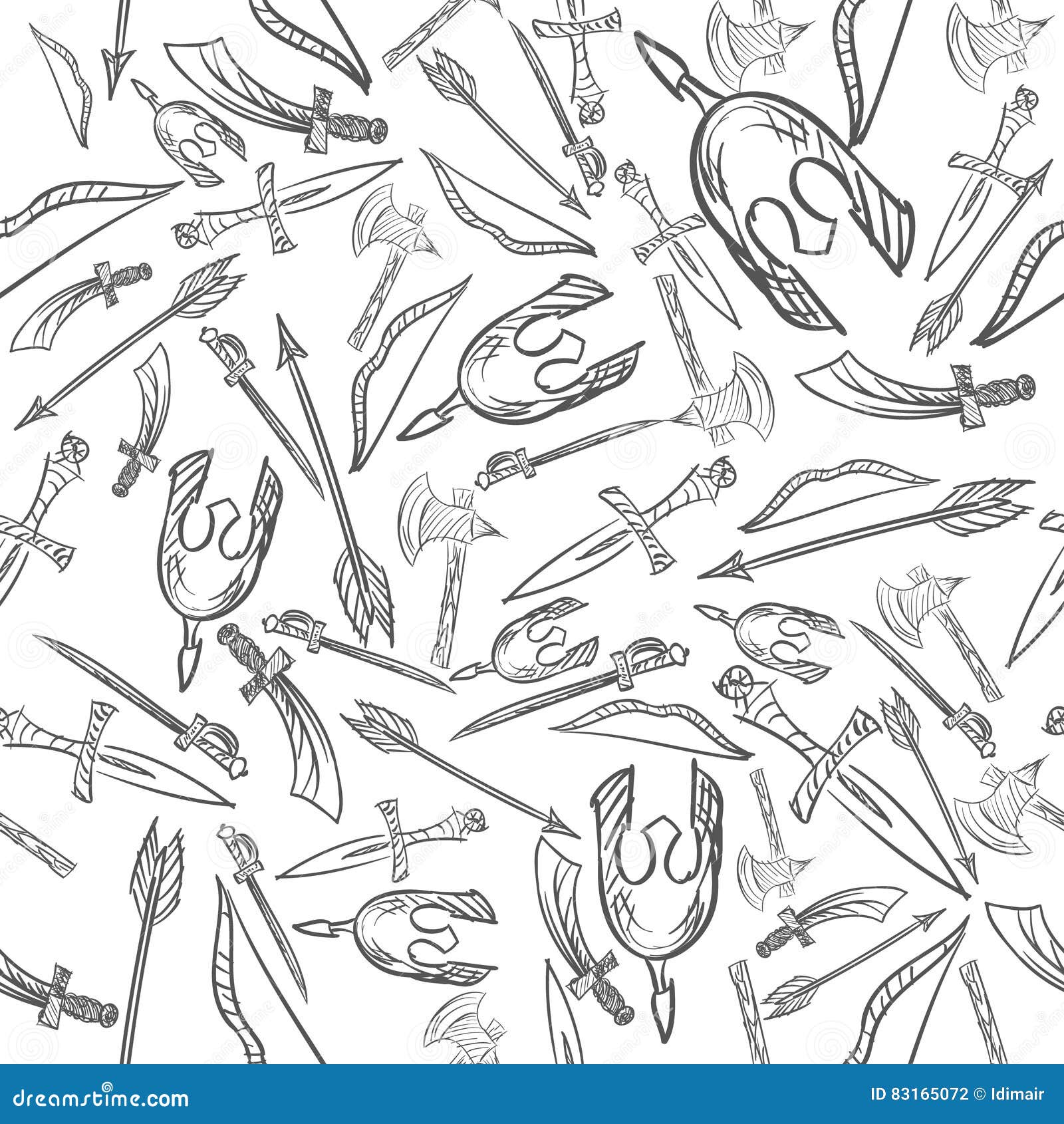 Hand Drawn Weapons Seamless Pattern Vector Stock Vector - Illustration ...
