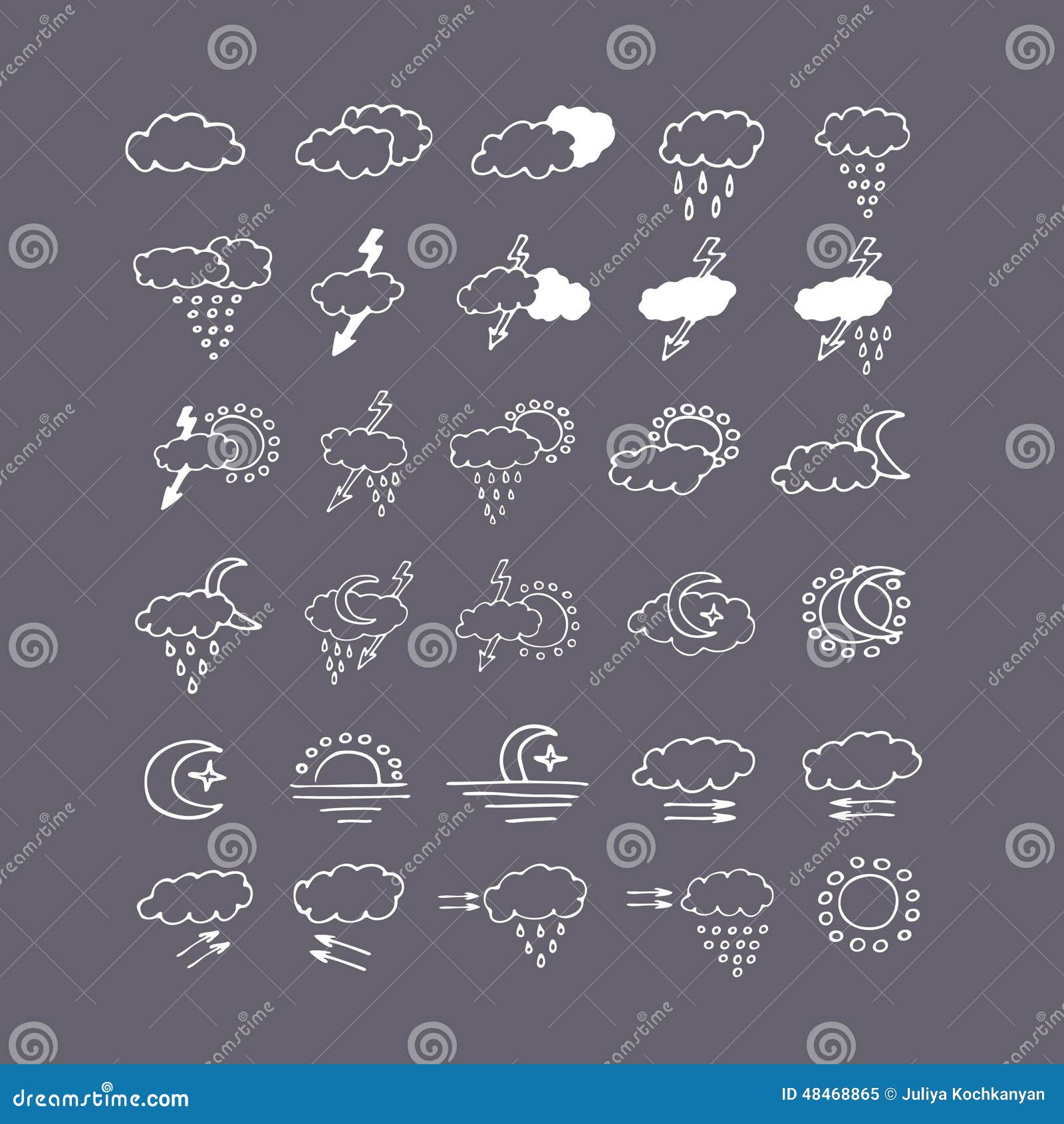 Hand Drawn Weather Icon Doodle Set Stock Vector - Illustration of ...