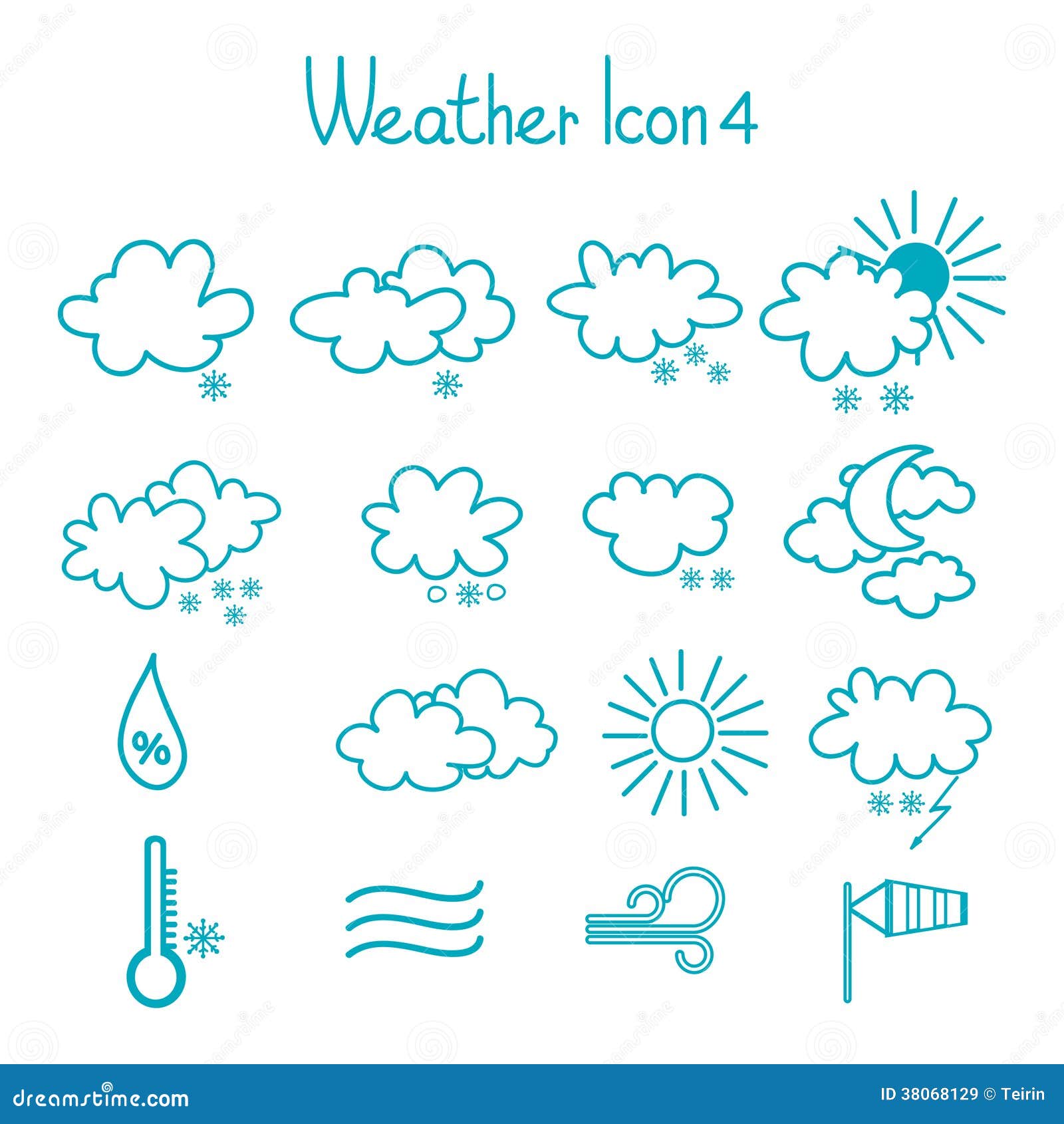 Hand Drawn Weather Icon Set. Stock Vector - Illustration of drop, clear ...