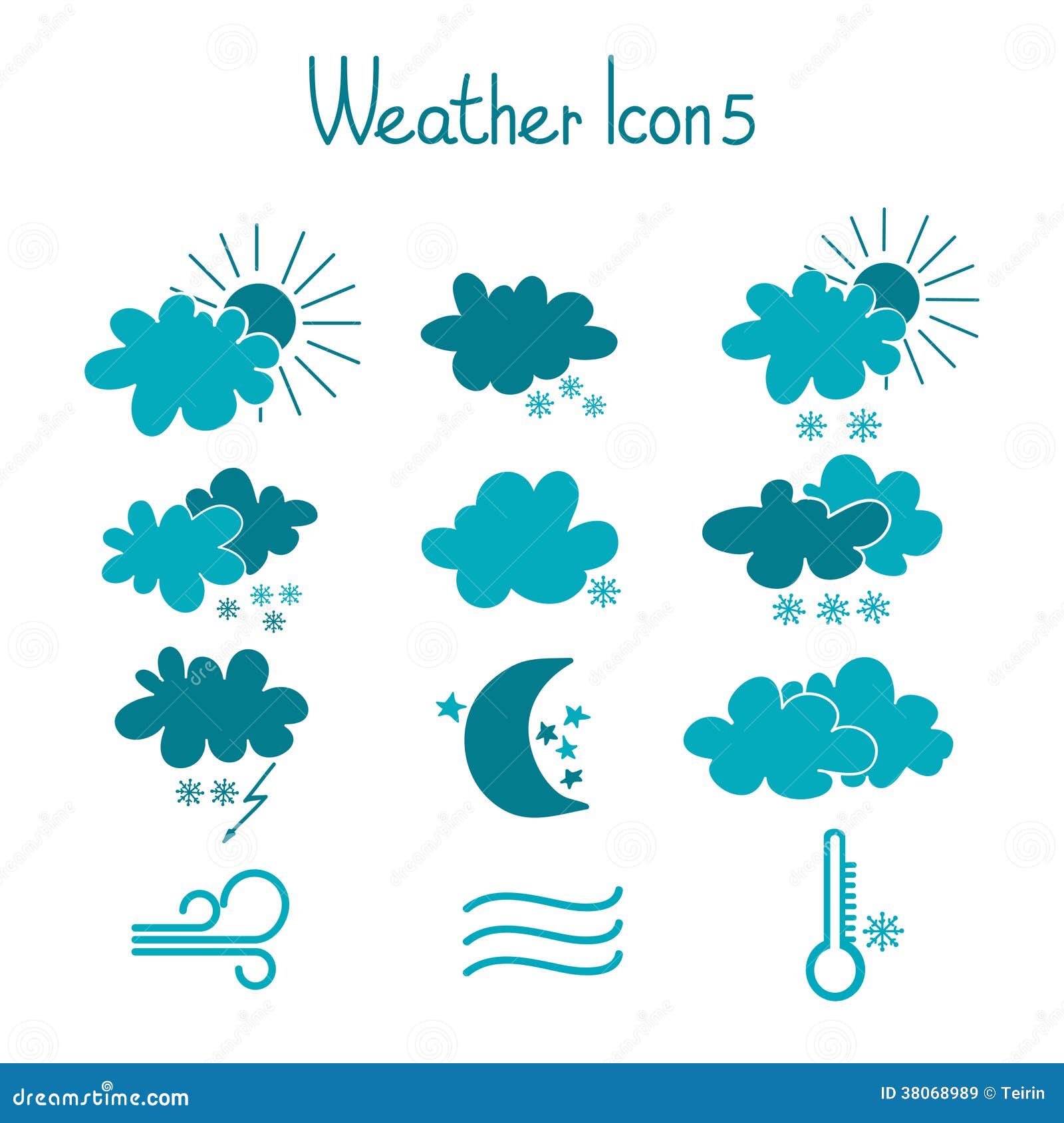 Hand Drawn Weather Icon Set. Stock Vector - Illustration of doodle ...