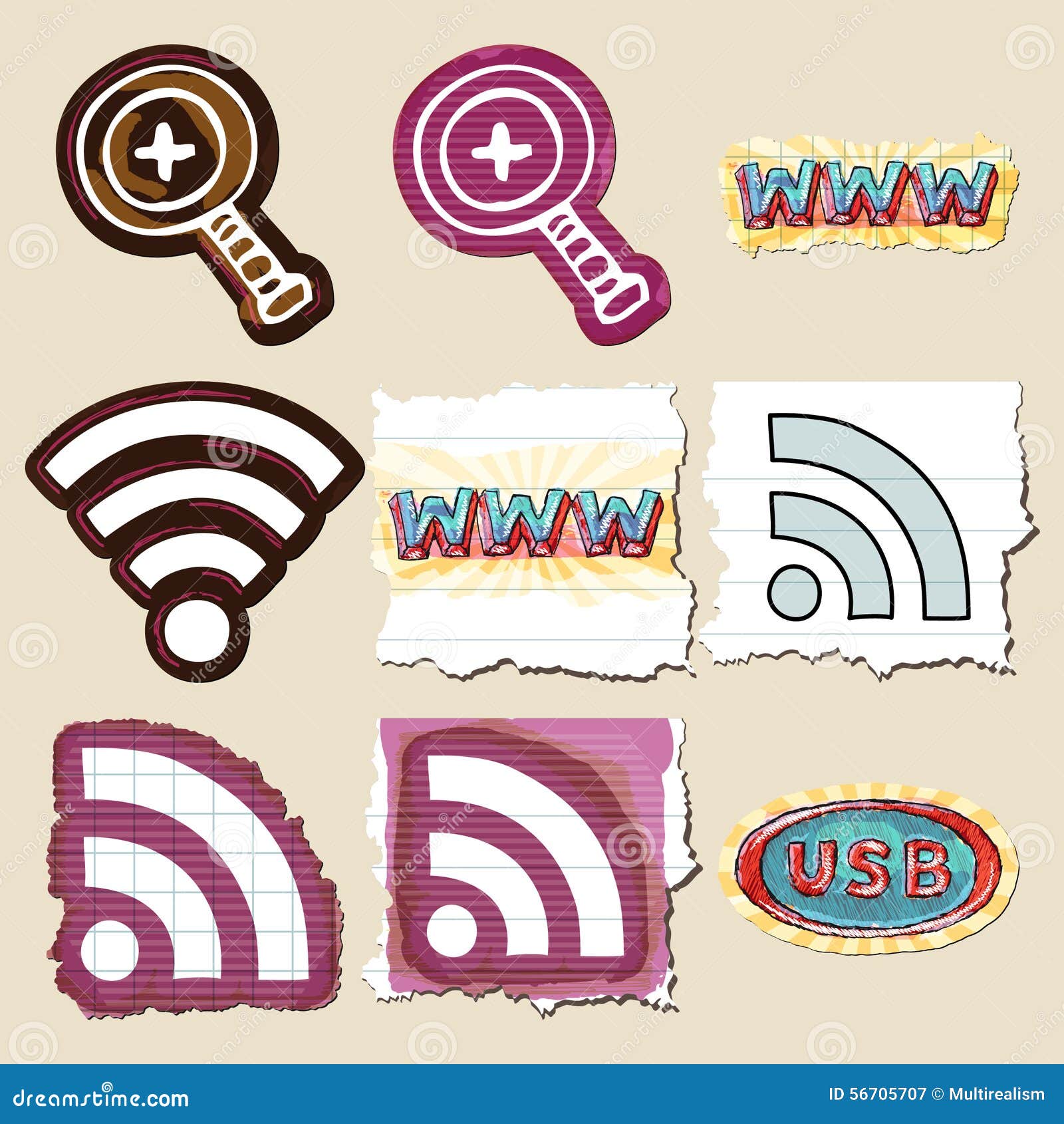 Hand Drawn Web Emblems Set. Isolated Stock Vector - Illustration of ...