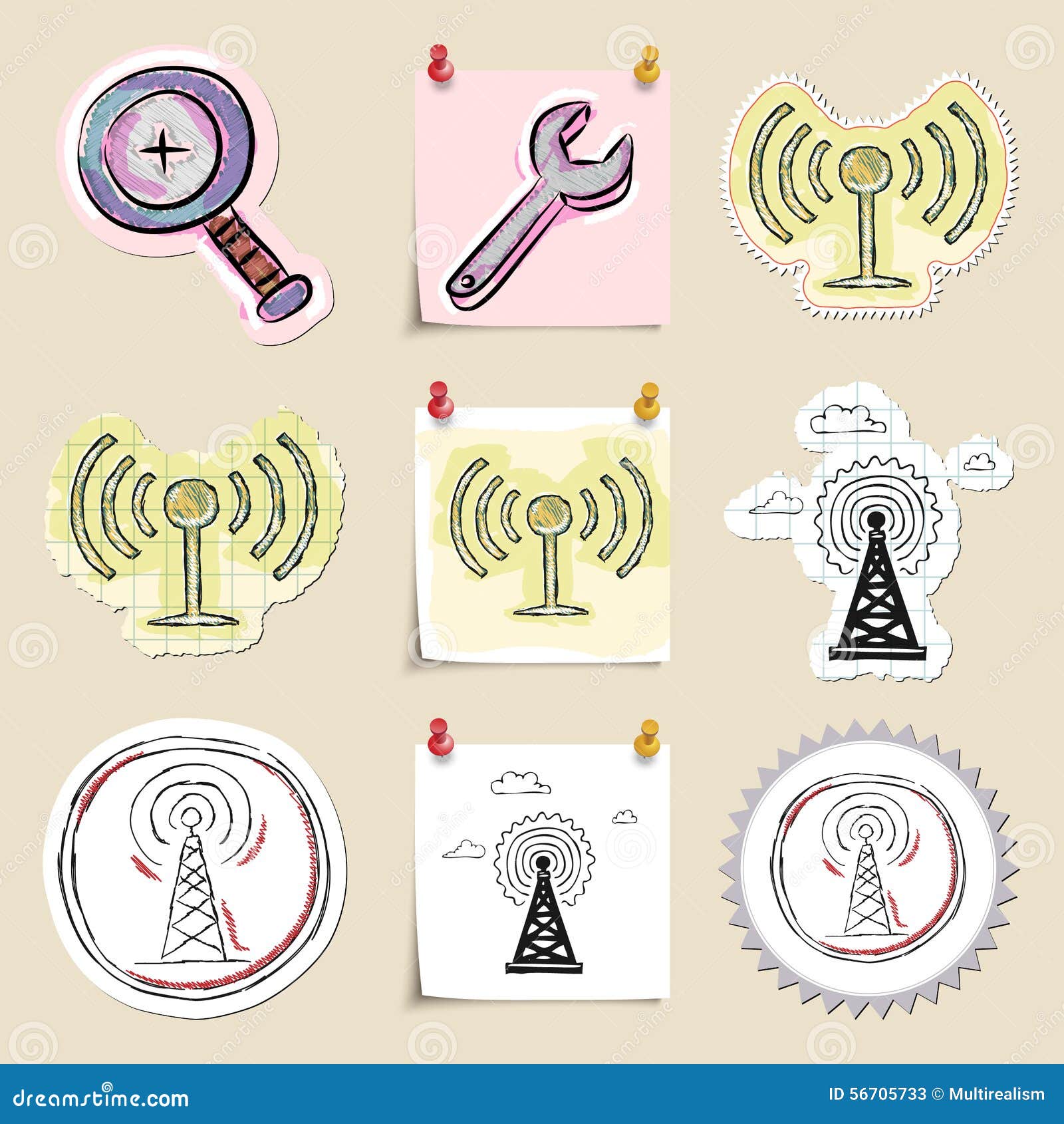 Hand Drawn Web Emblems Set. Isolated Stock Vector - Illustration of ...