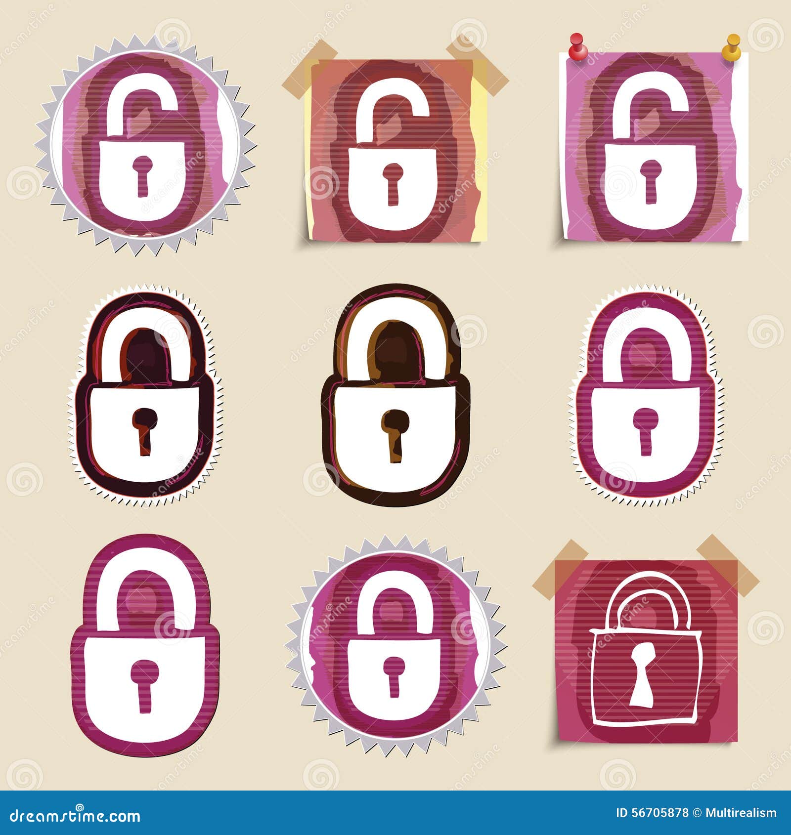 Hand Drawn Web Emblems Set. Isolated Stock Vector - Illustration of ...