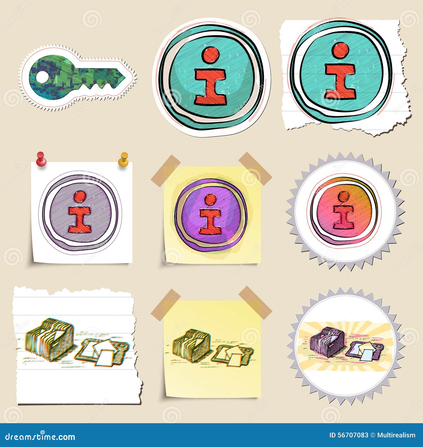 Hand Drawn Web Emblems Set. Isolated Stock Vector - Illustration of ...