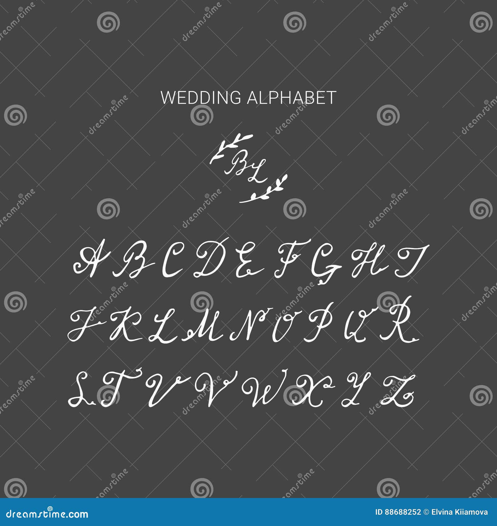 Hand Drawn Wedding Alphabet Stock Vector - Illustration of background ...