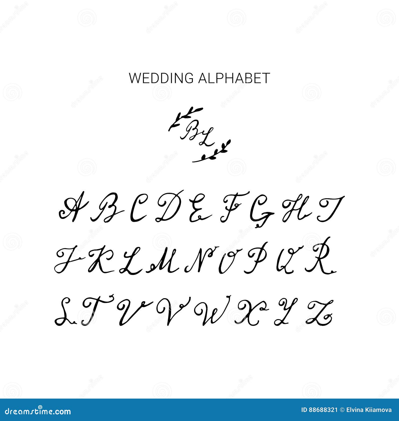 Hand Drawn Wedding Alphabet. Stock Vector - Illustration of graphic ...