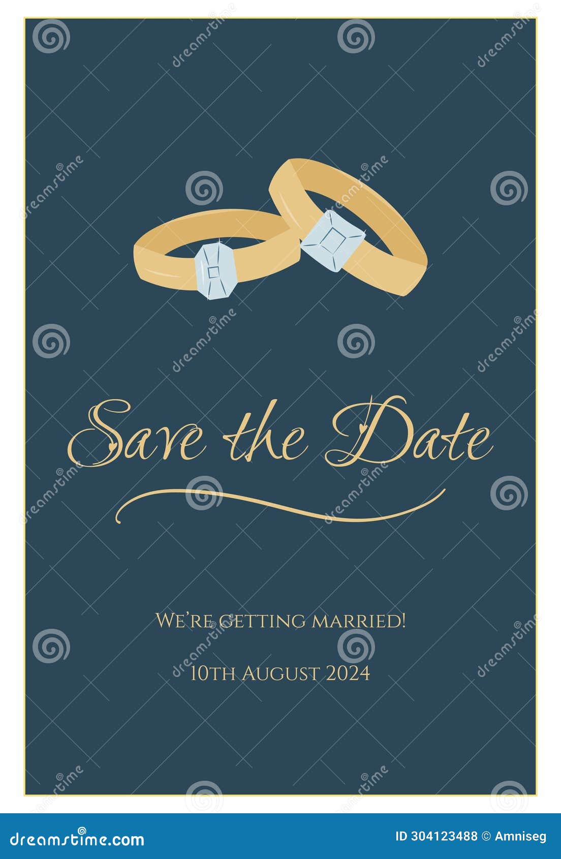 Hand Drawn Wedding Invitation with Wedding Rings. Stock Illustration ...