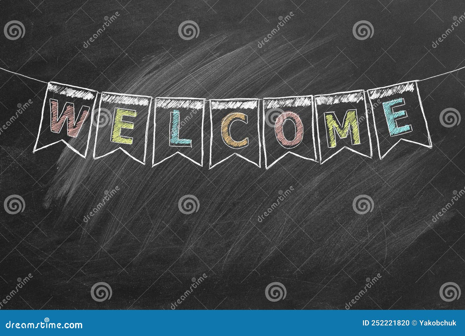 Welcome Lettering. Illustration on Blackboard. Stock Photo - Image of ...