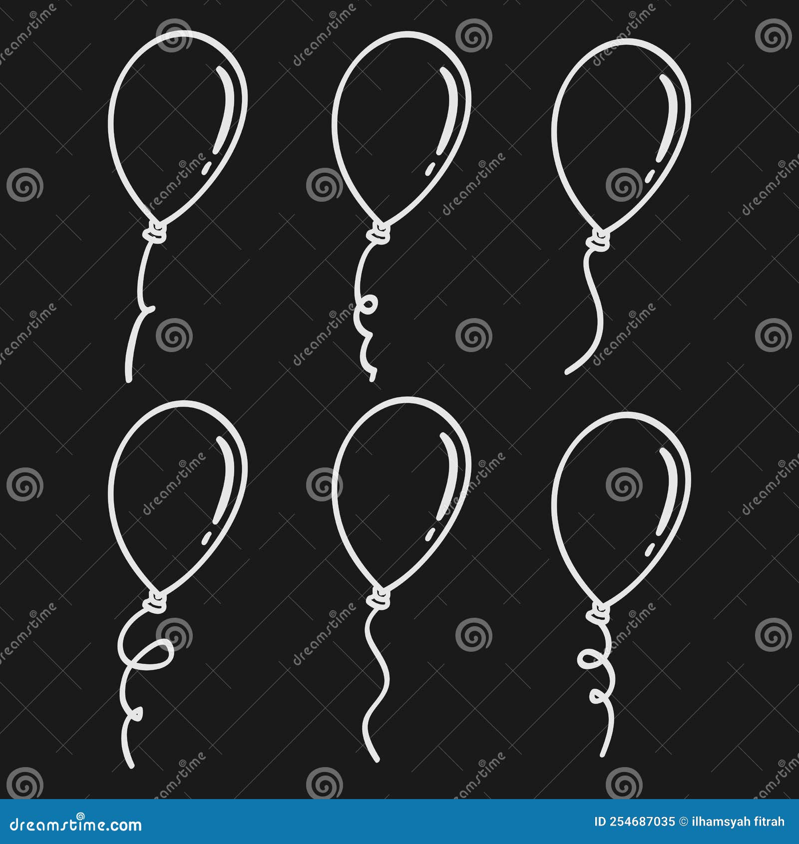 Hand Drawn White Balloon Doodle Stock Vector - Illustration of festival ...