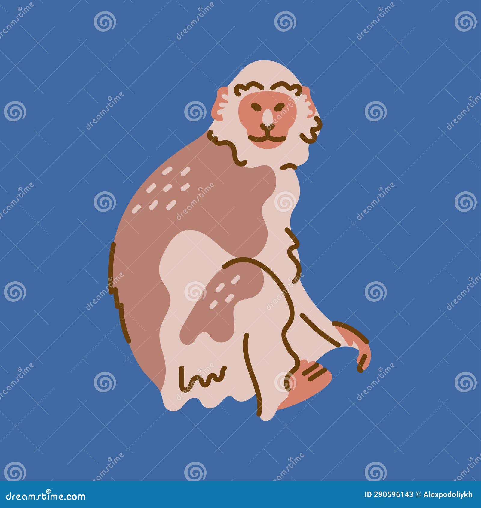 Hand Drawn White-headed Langur. Children S Character Stock Vector ...