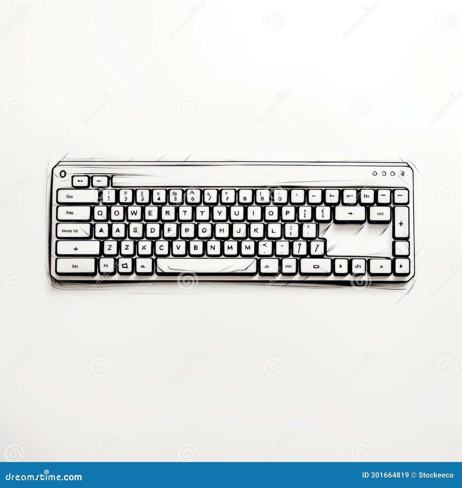 Hand-drawn White Keyboard on Plastic Desktop Background Stock ...