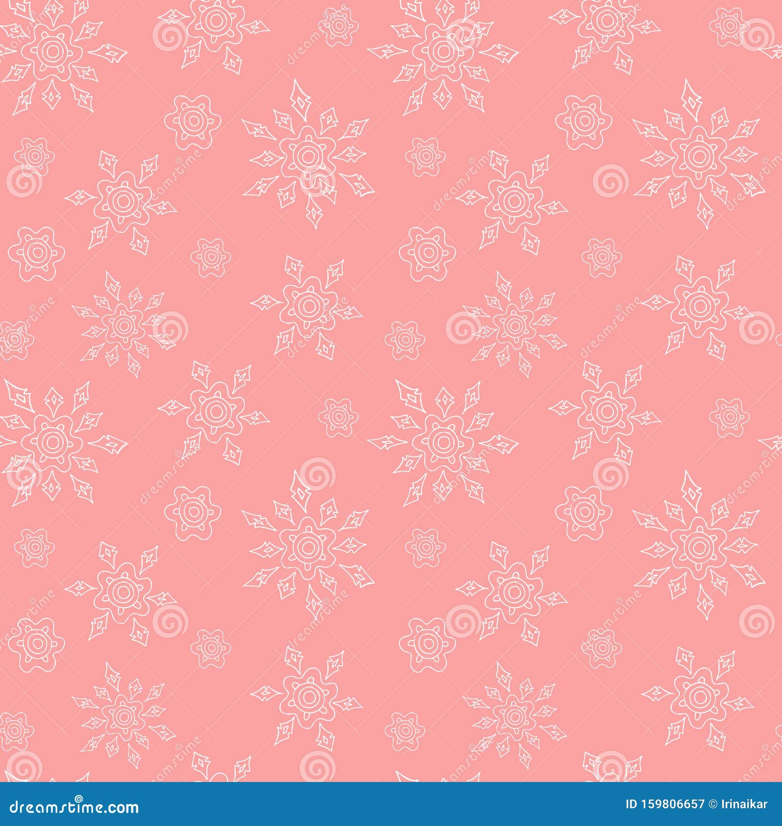Hand Drawn White Silhouettes Of Snowflake On A Bright Pink Background ...