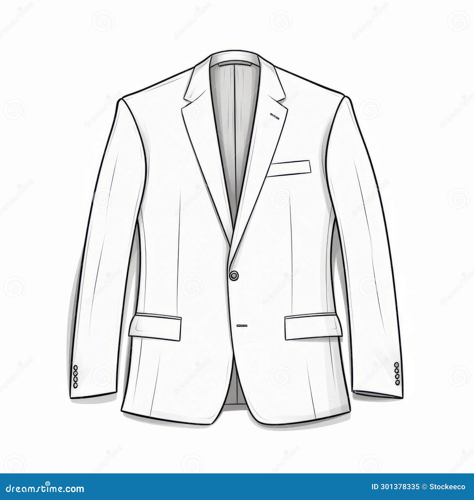 Hand-drawn White Suit Illustration with Realistic Details Stock ...