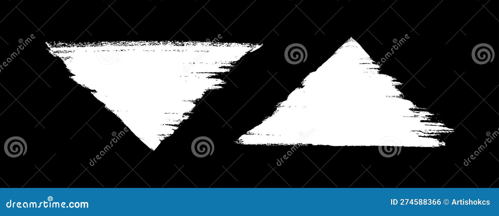 Hand Drawn White Triangle Grunge Frames. Set of Watercolor Triangular ...