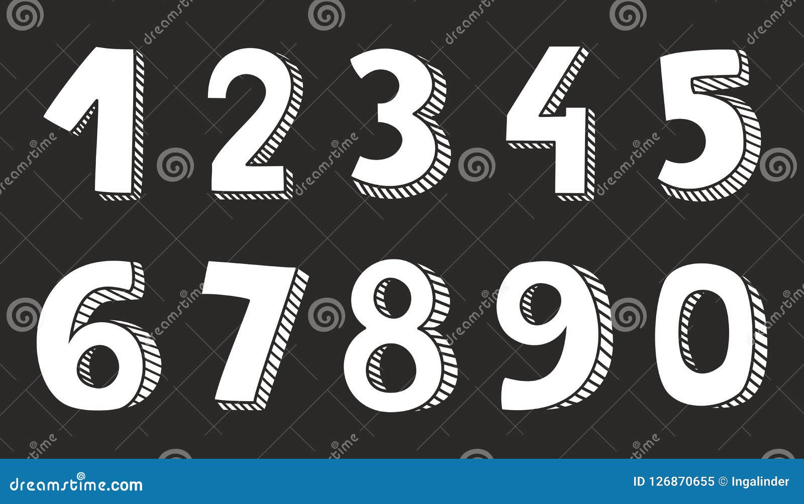 White Vector Numbers Isolated on Black Background Stock Vector ...