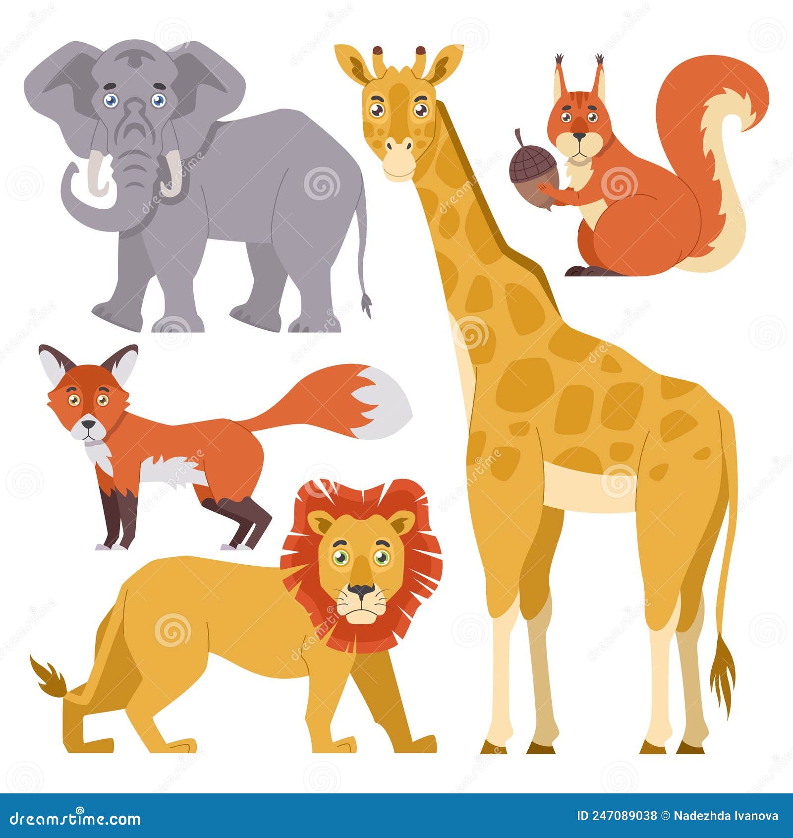 Hand Drawn Wild Animals Set Vector Illustration. Stock Vector ...
