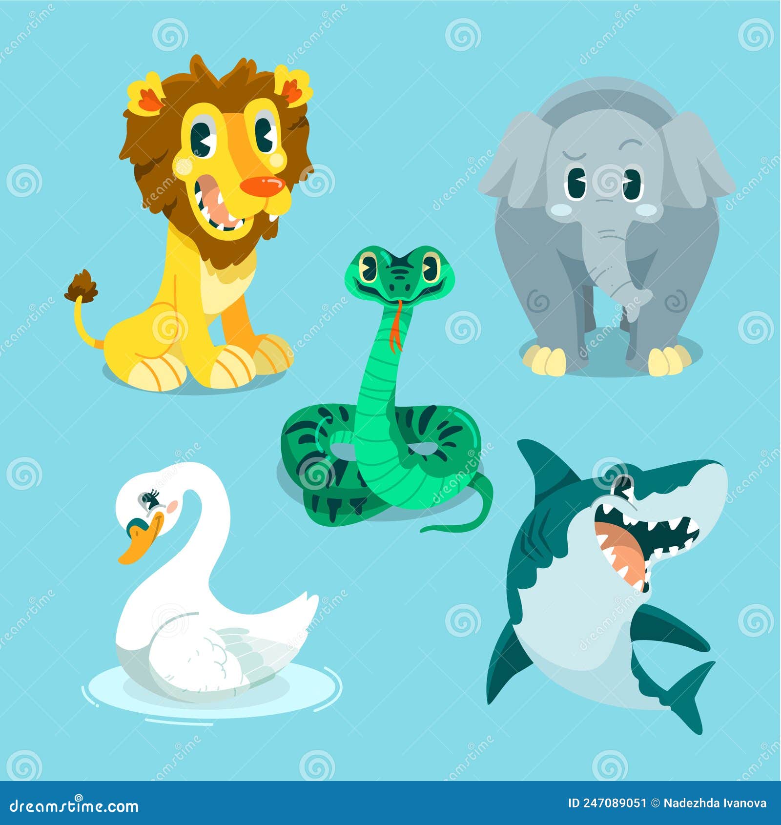Hand Drawn Wild Animals Set Vector Illustration. Stock Vector ...