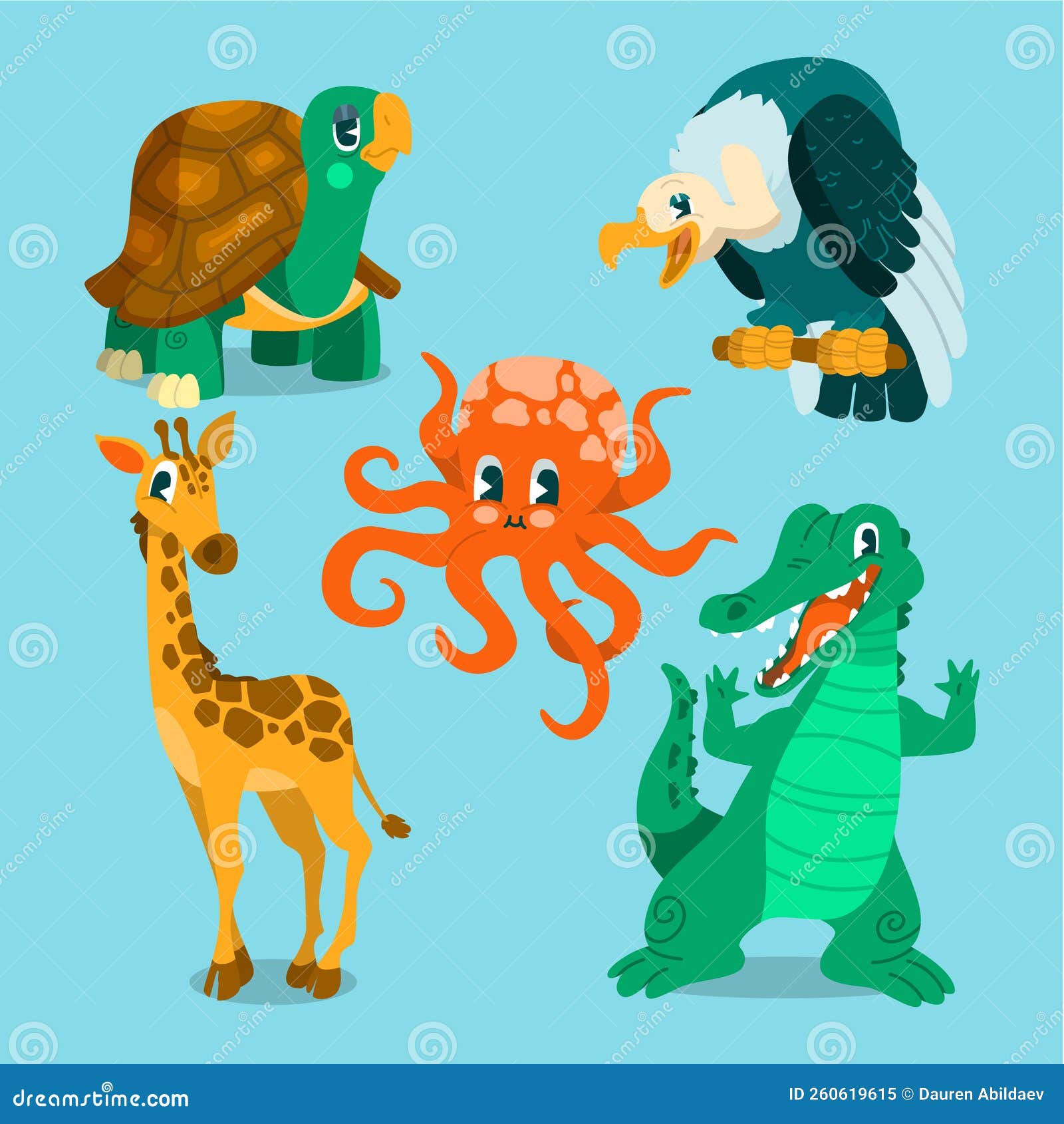 Hand Drawn Wild Animals Set Vector Illustration. Stock Vector ...