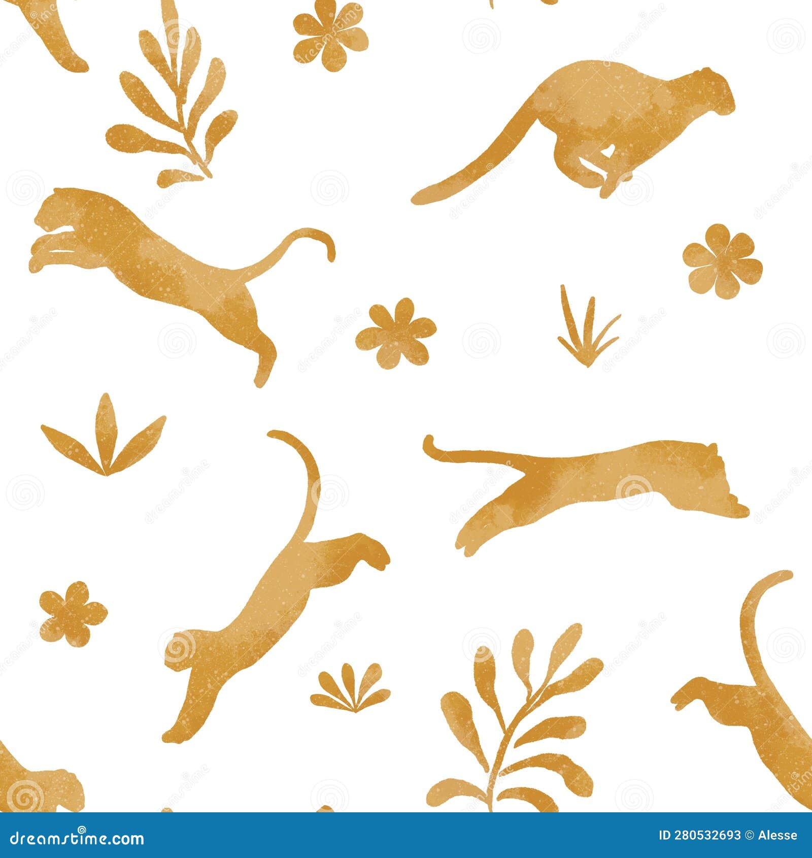 Hand Drawn Wild Cats Pattern Stock Illustration - Illustration of ...