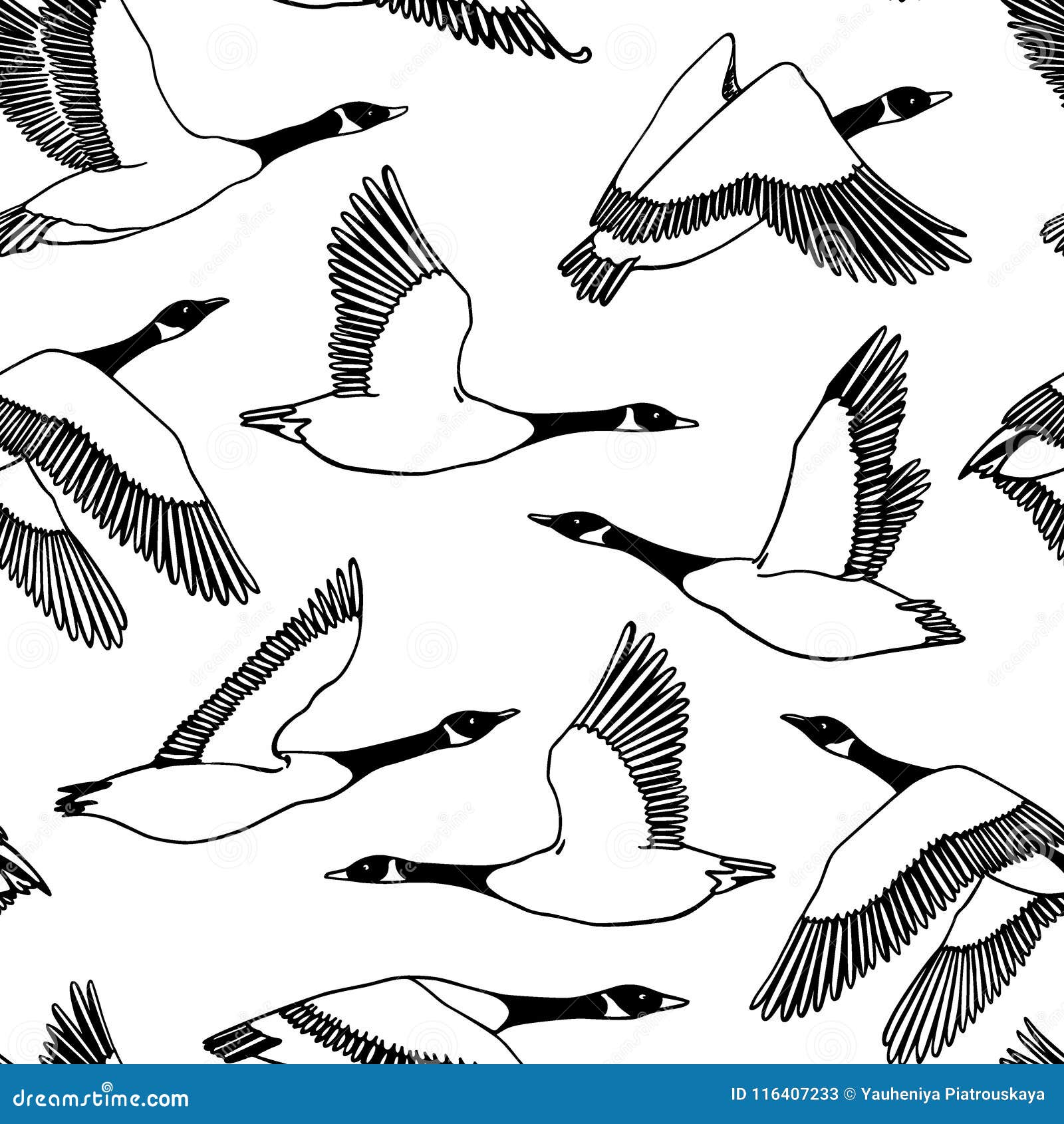 Hand Drawn Wild Goose Pattern Stock Vector - Illustration of hunting ...